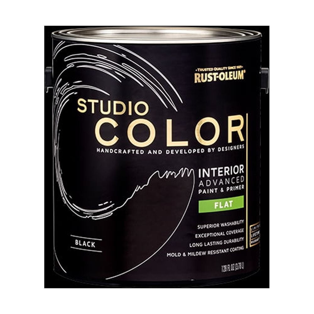 Rust-Oleum Studio Color Black, Interior Paint + Primer, Flat Finish, 2 ...