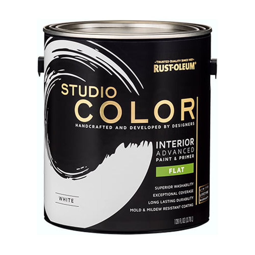 Rust-Oleum Studio Color White, Interior Paint + Primer, Flat Finish, 2 ...