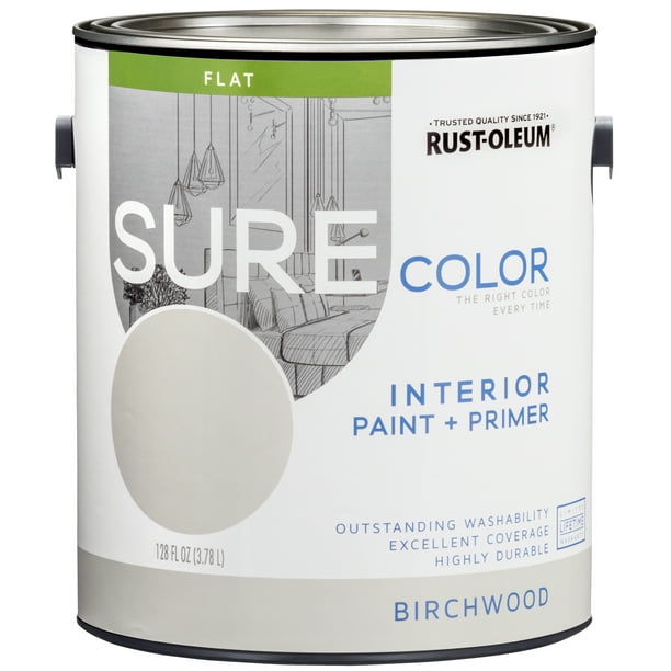 Rust-Oleum Sure Color Birchwood, Interior Paint + Primer, Flat Finish ...