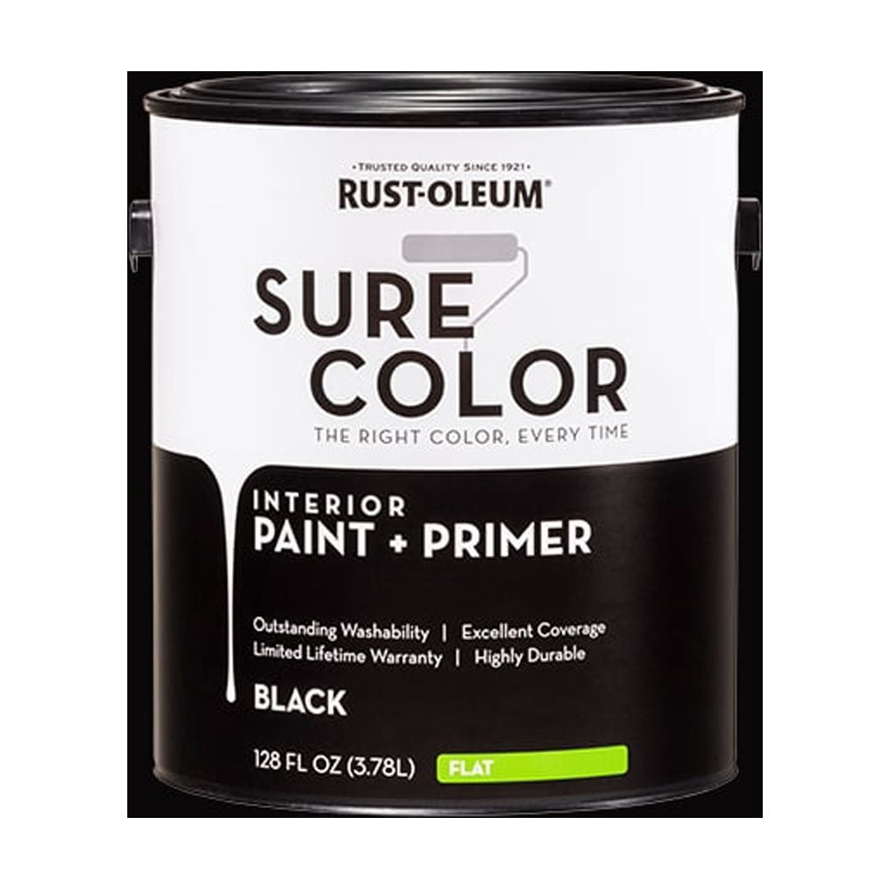 Rust-Oleum Sure Color Black, Interiot Paint + Primer, Flat Finish ...