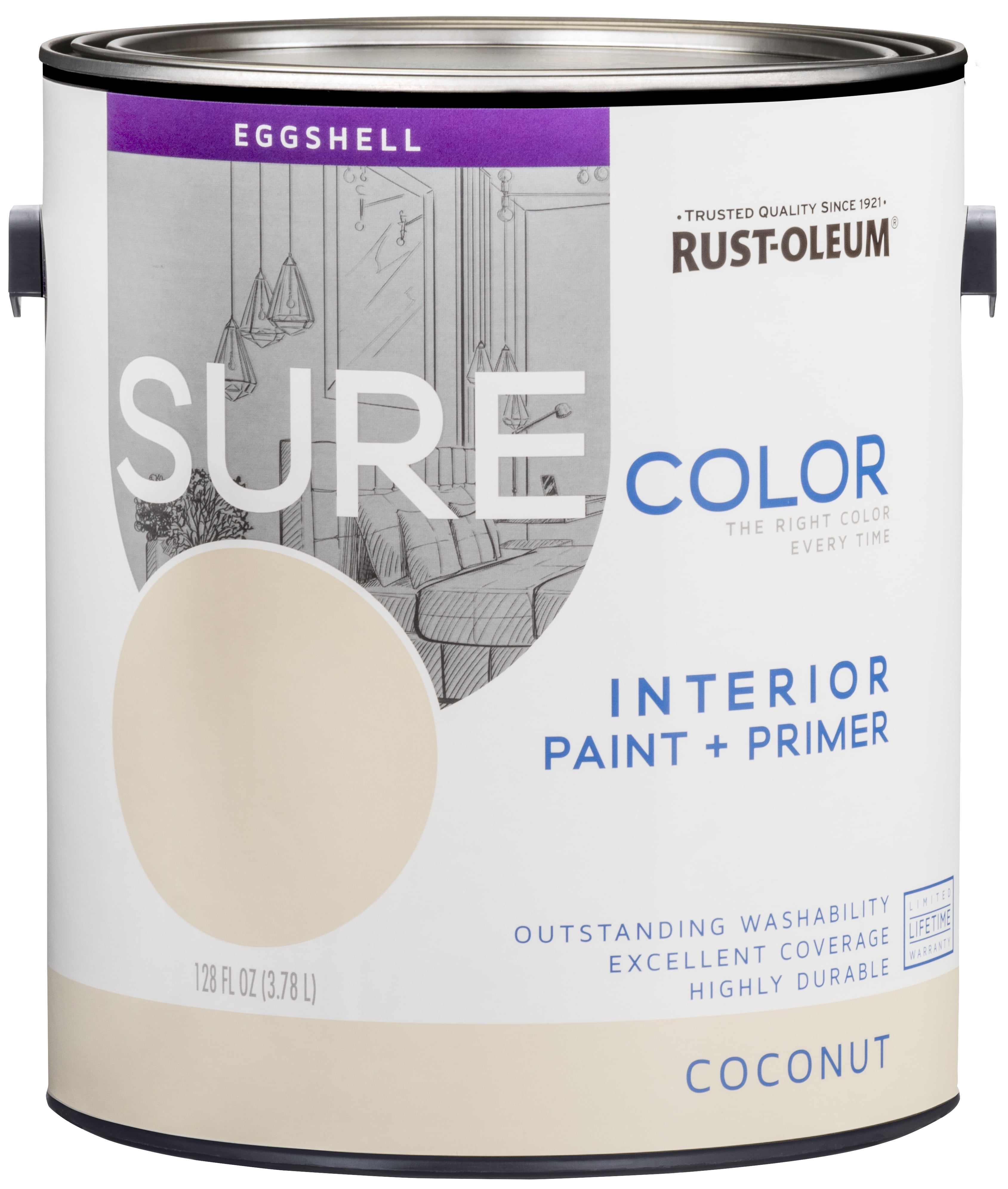Rust-Oleum Sure Color Coconut, Interiot Paint + Primer, Eggshell Finish ...