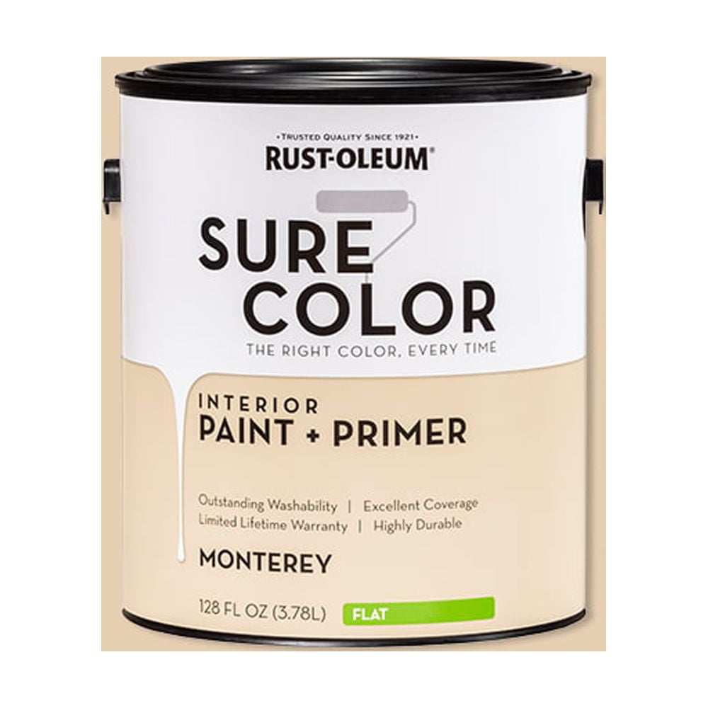 Rust-Oleum Sure Color Monterey, Interiot Paint + Primer, Flat Finish ...