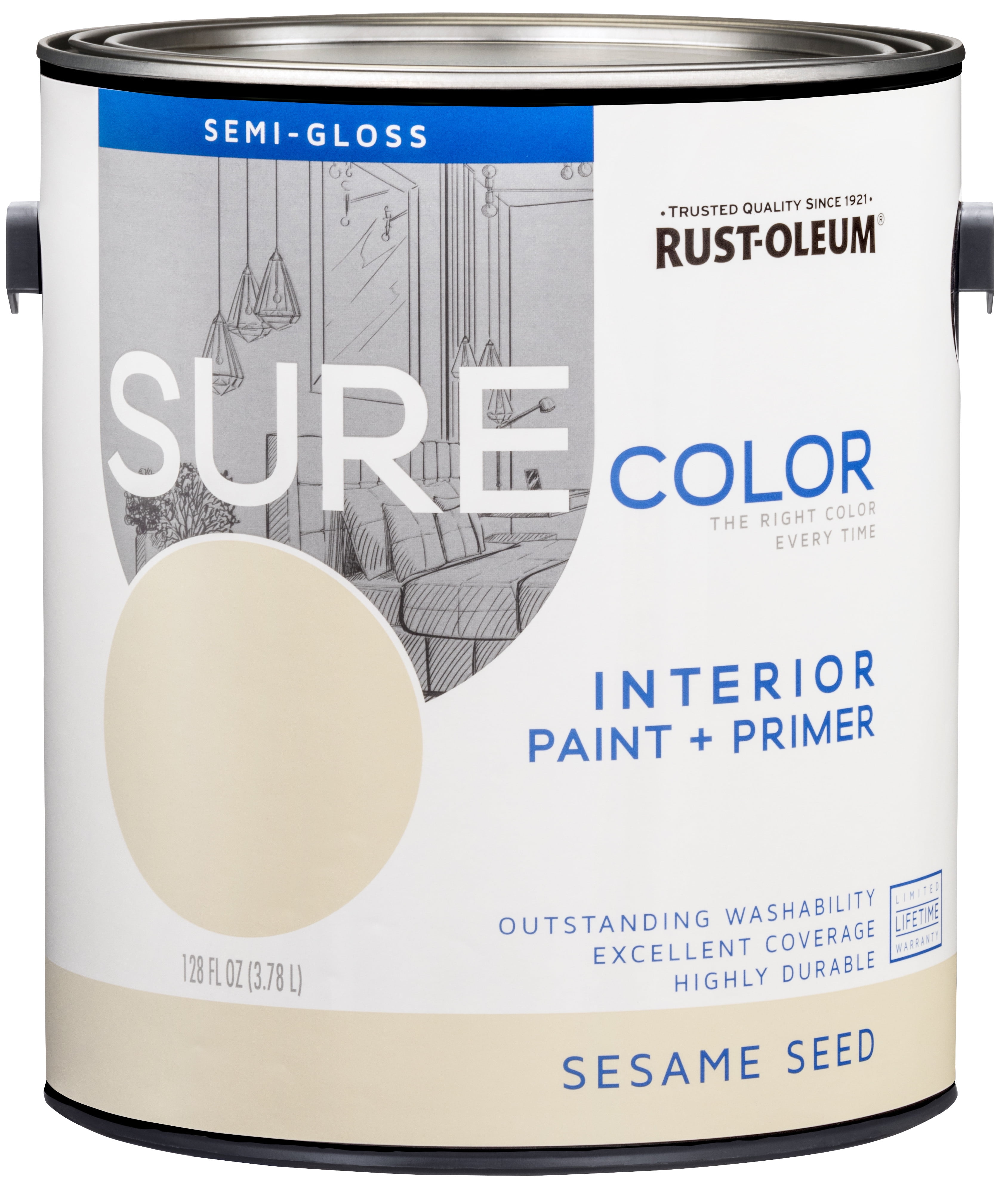 Rust-Oleum Sure Color Sesame Seed, Interiot Paint + Primer, Semi-Gloss ...