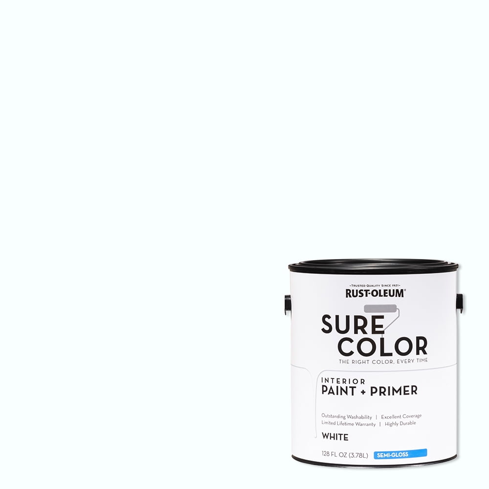 Rust-Oleum Sure Color White, Interior Paint + Primer, Semi-Gloss Finish ...
