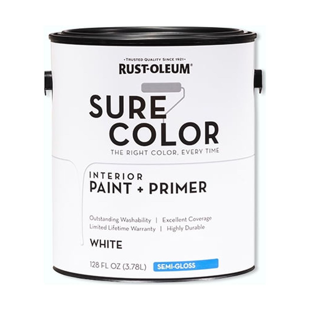 Rust-Oleum Sure Color White, Interior Paint + Primer, Semi-Gloss Finish ...