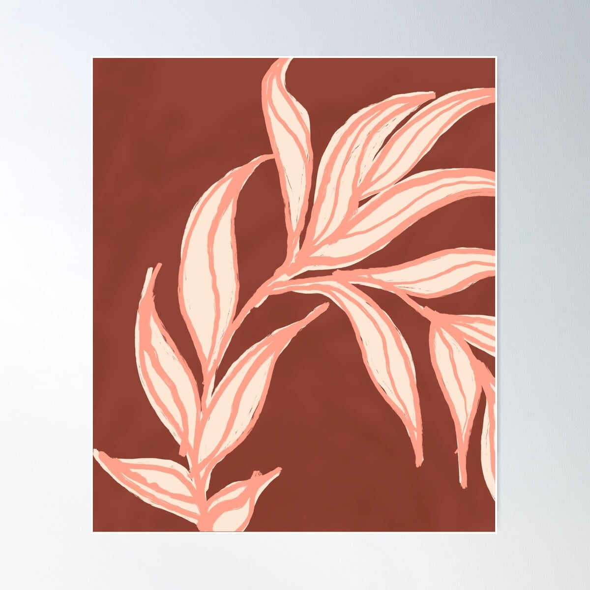Rust Plants Contemporary Line Art Poster Wall Art, Modern Wall Decor ...