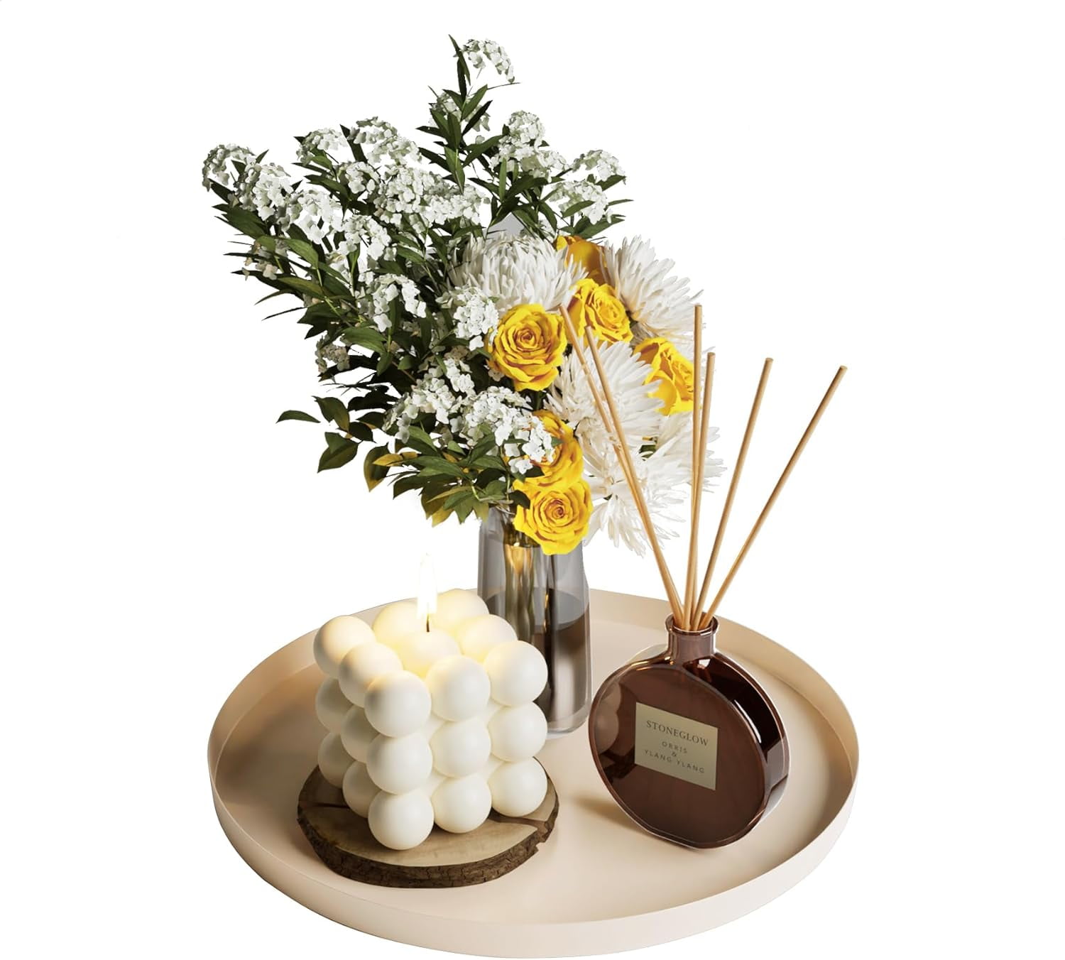 Rust-Proof Metal Decorative Trays for Home Decor, Round Coffee Tray ...