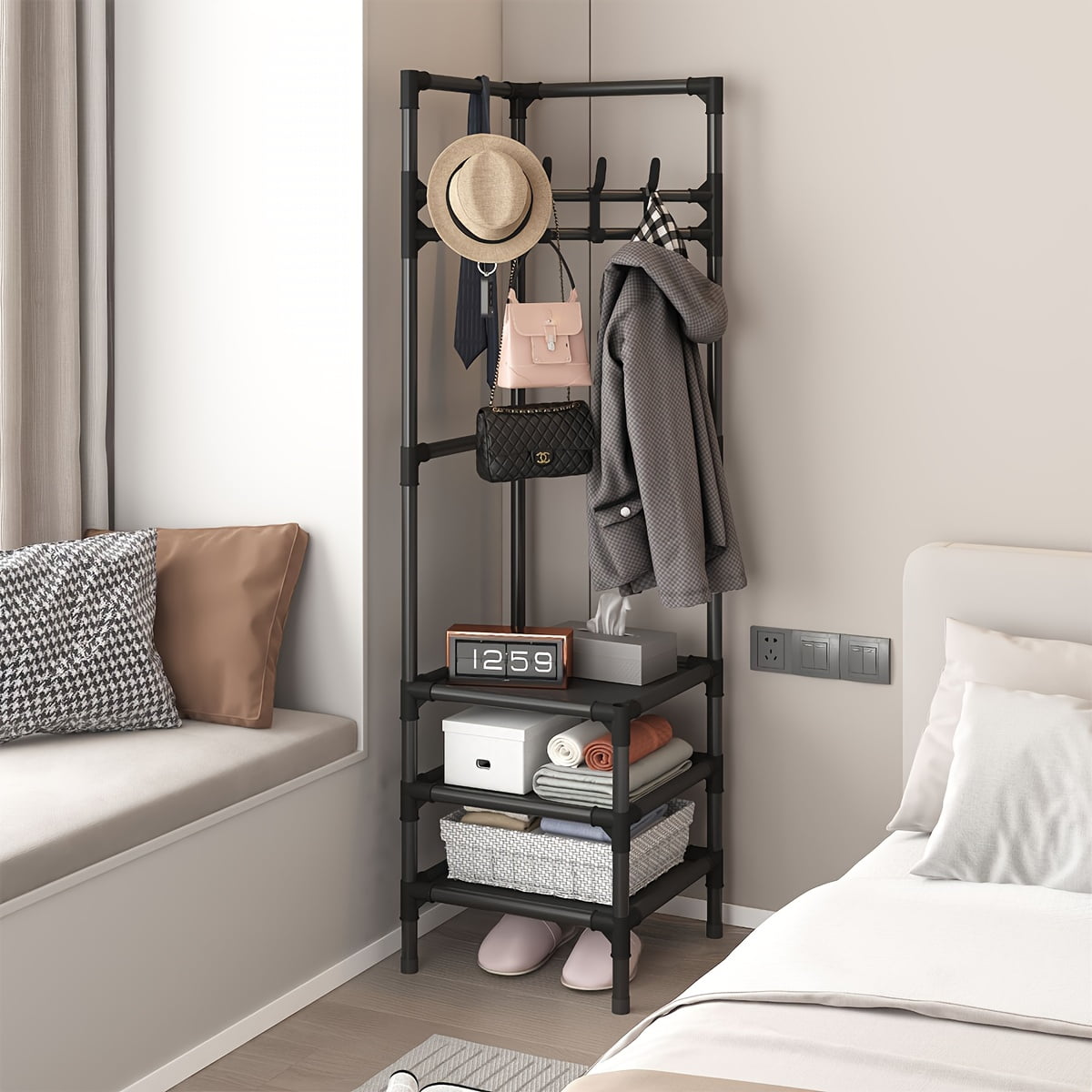 [Rust-Proof Storage Rack] 3-Tier Metal Storage Rack with 8 Hooks | Rust ...
