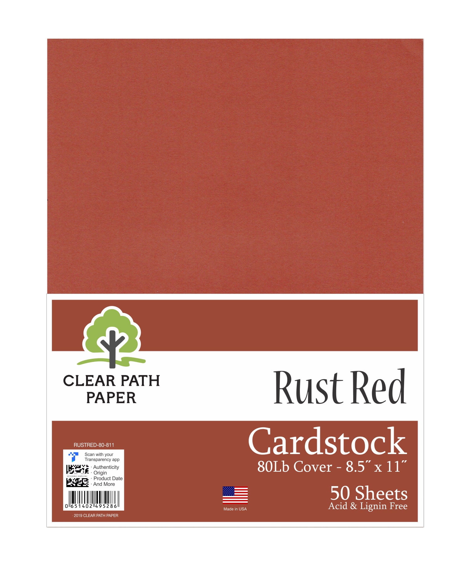 Rust Red Cardstock - 8.5 x 11 inch - 80Lb Cover - 50 Sheets - Clear ...