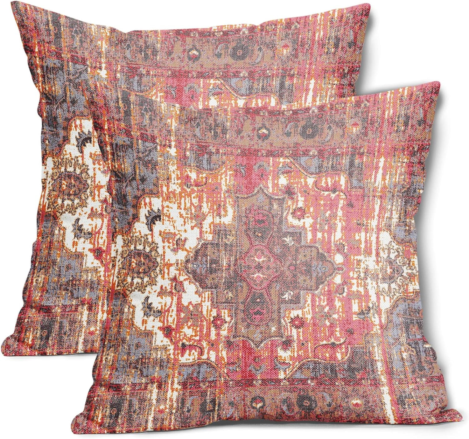 Rust Red Ethnic Boho Pillow Covers 18X18 Inch Bohemian Carpet Vintage ...