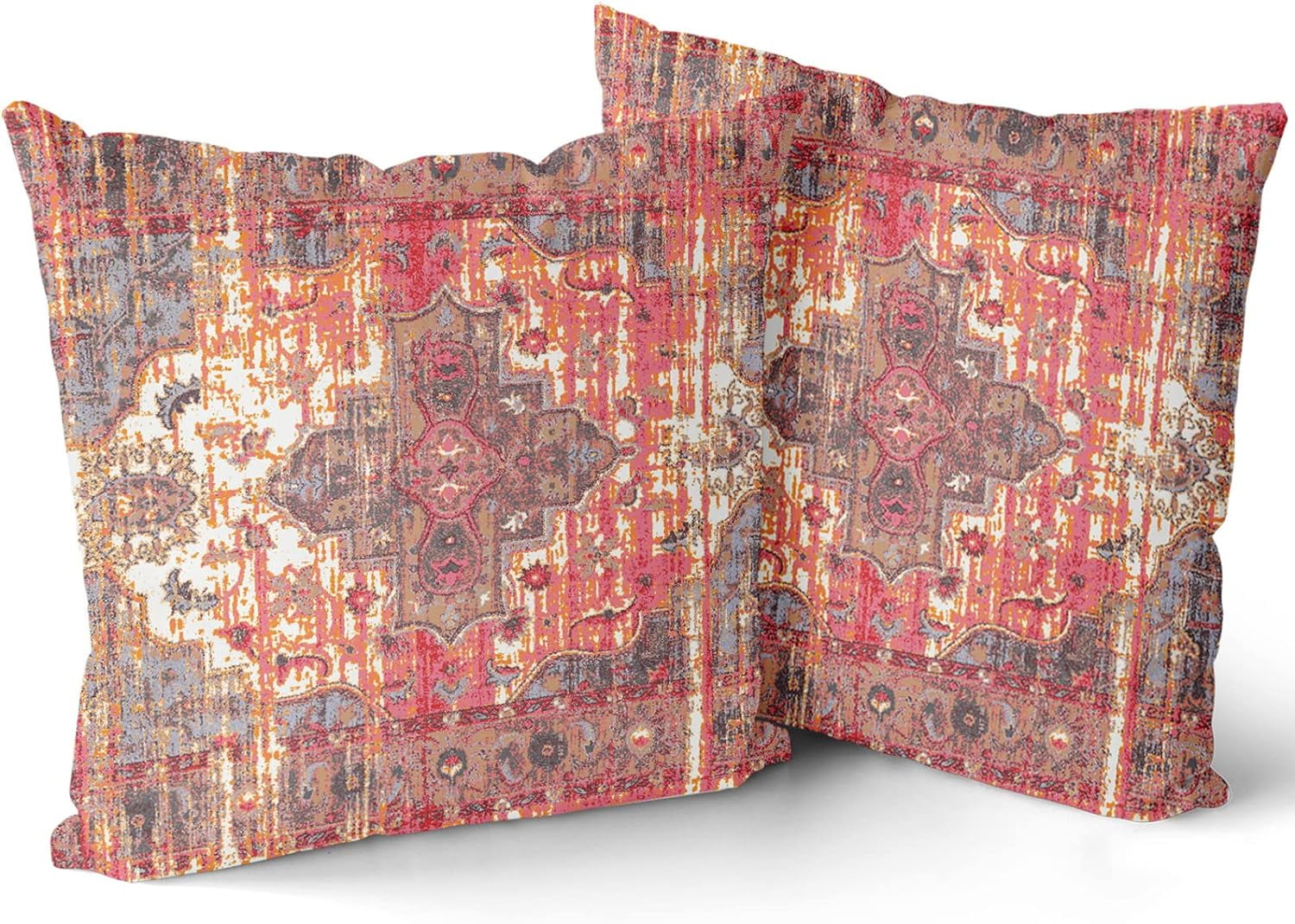 Rust Red Ethnic Boho Throw Pillow Covers 16x16 Inch Bohemian Carpet ...