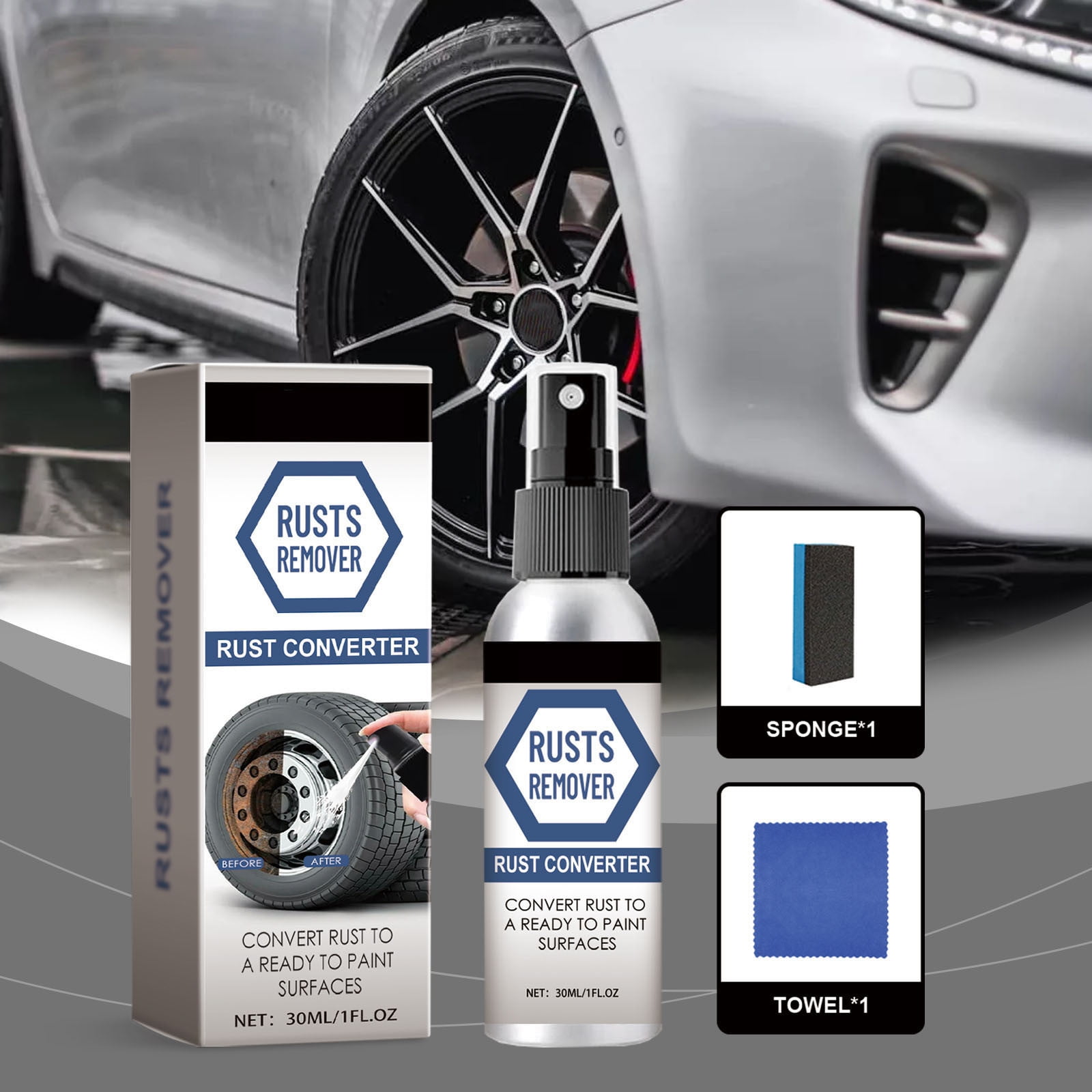 Rust Remover Automotive Wheels,Stainless Steel Cleaner,30ml Spray,Heavy ...