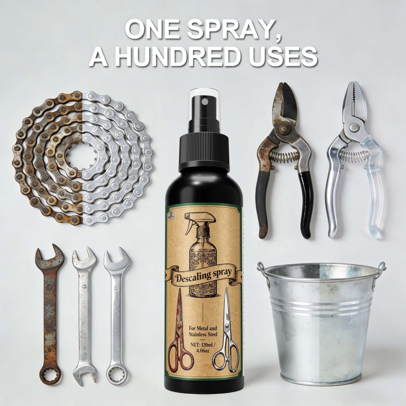 Rust Remover For Metal, Rust Remover Spray, Iron Out Rust Stain Remover ...