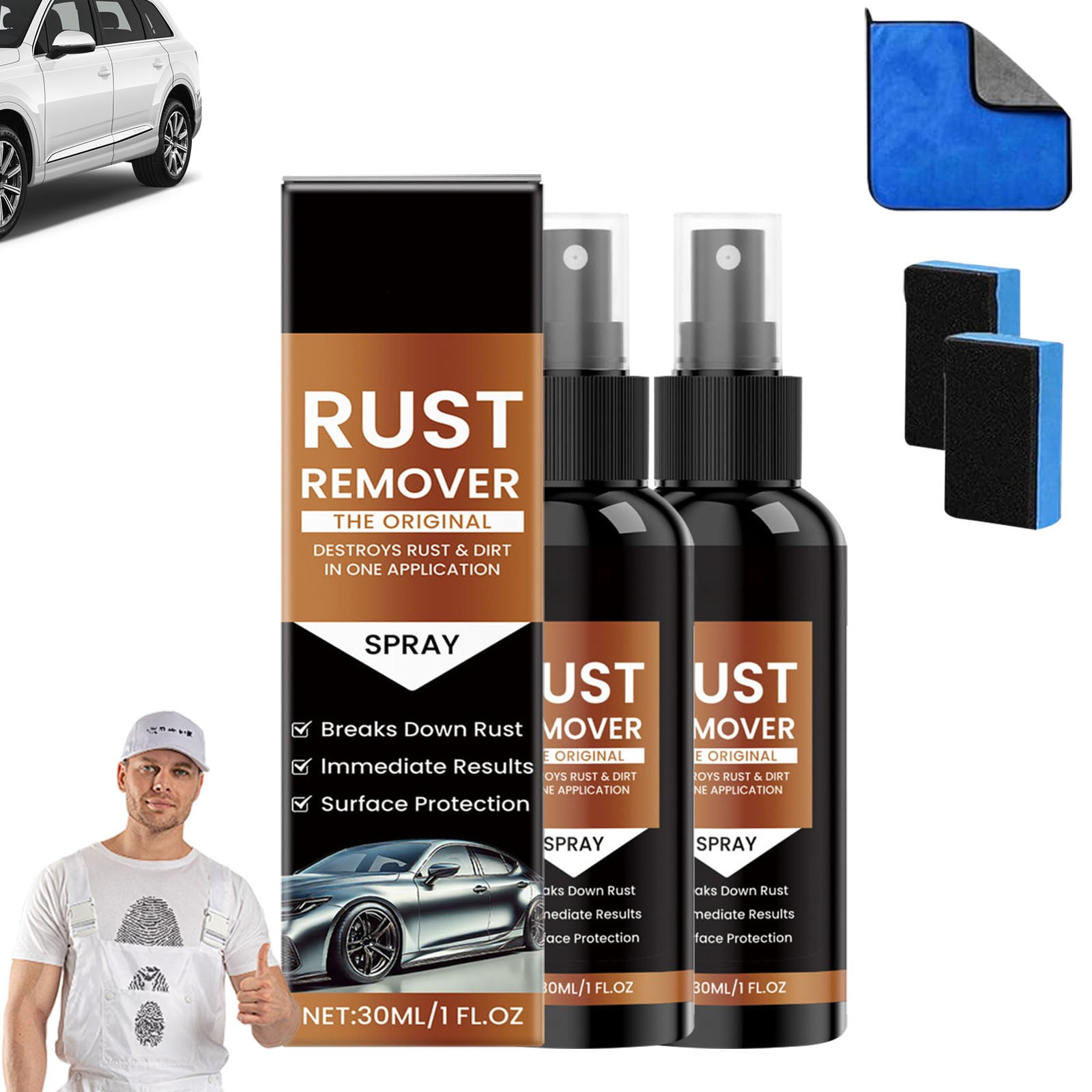Rust Remover Spray, Car Scratch Remover, Rust Inhibitor Metal, Instant ...