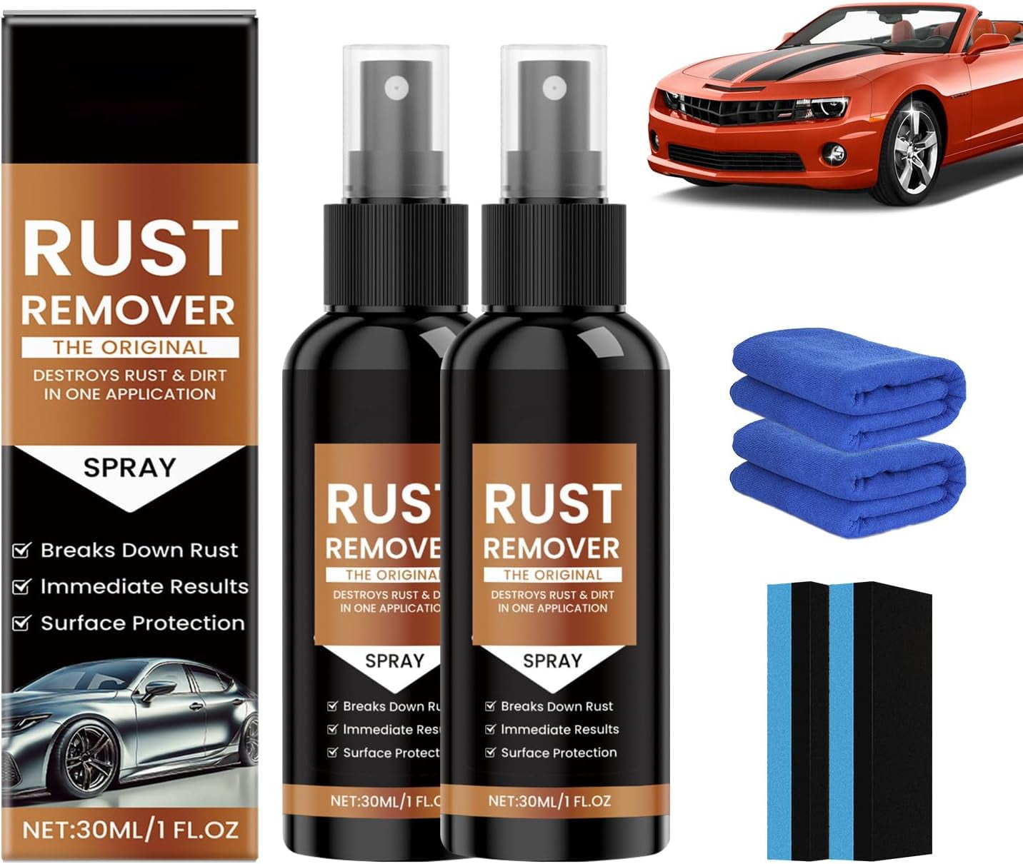 Rust Remover Spray, Upgrade Rust Remover For Metal, Car Scratch Remover, Iron Stain Cleaner, For ...