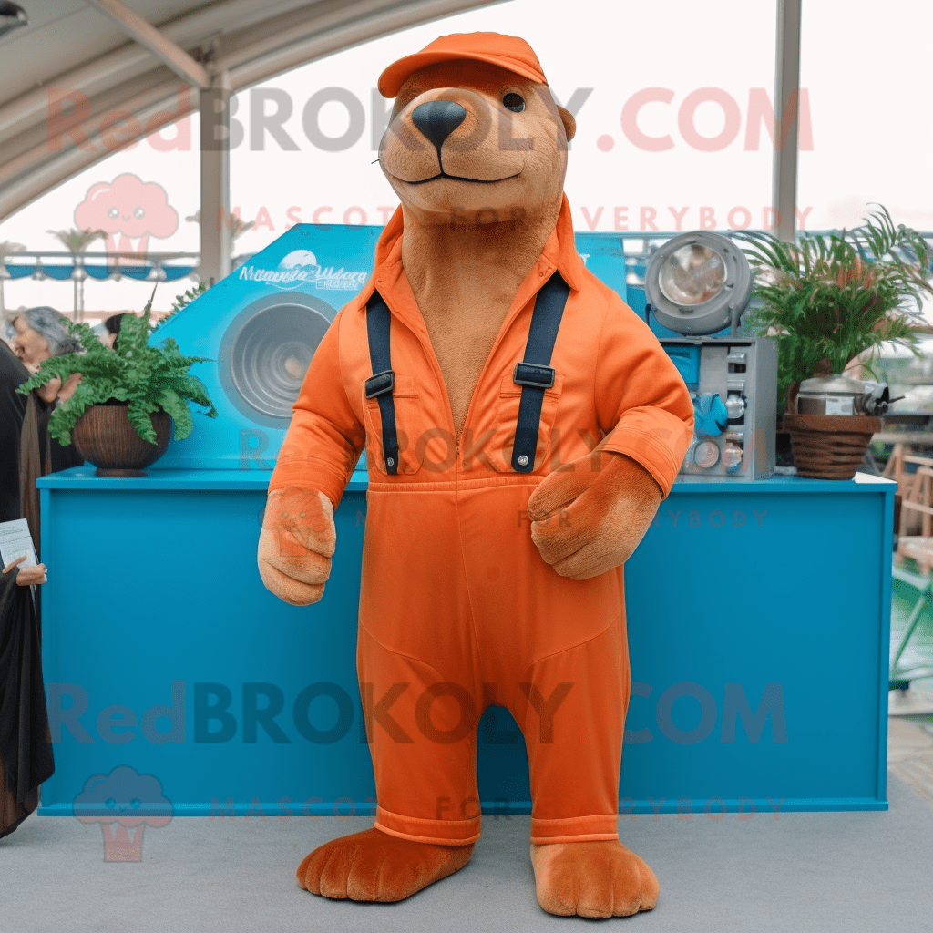 Rust Sea Lion REDBROKOLY mascot costume character dressed with a ...