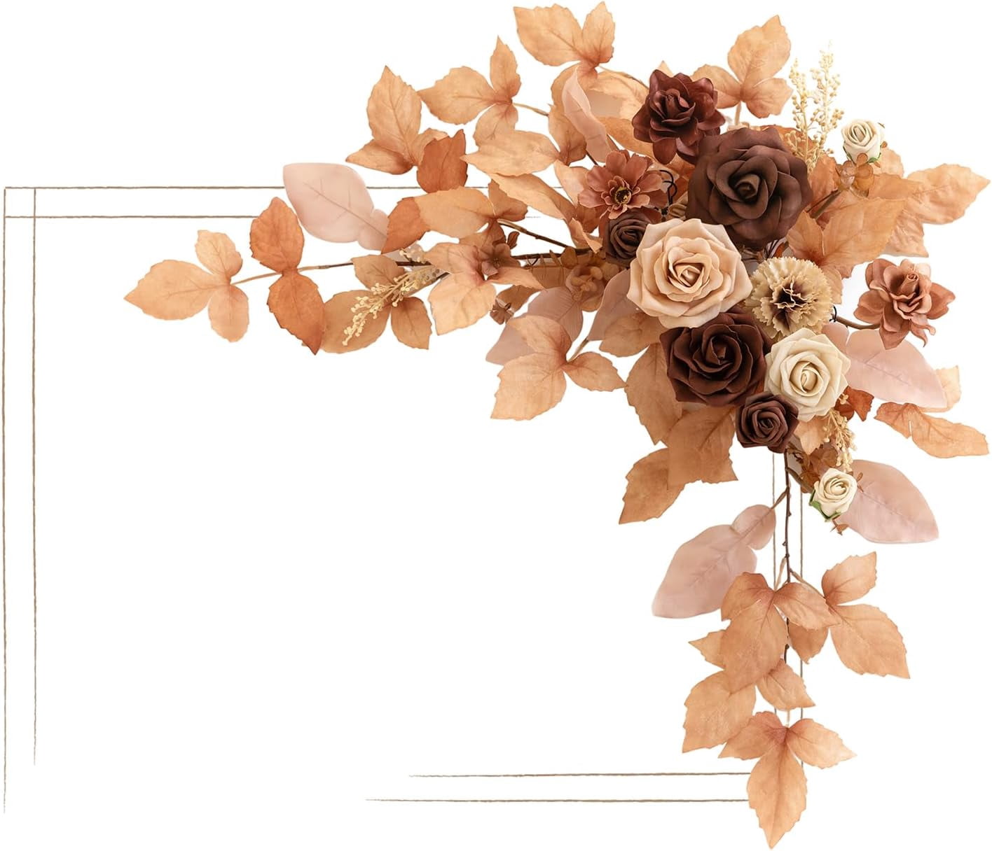 Rust Sepia Artificial Wedding Welcome Sign Flowers Swag Arch Floral ...