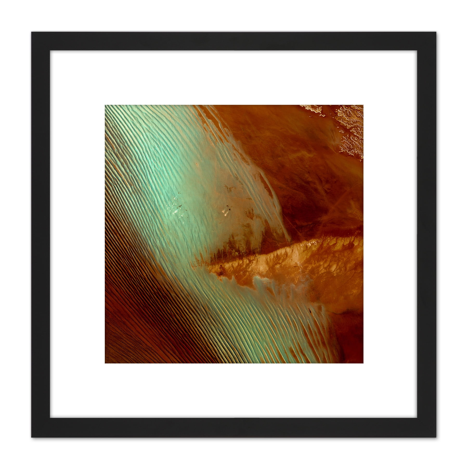 Rust Smoke Green Lines Abstract 8X8 Inch Square Wooden Framed Wall Art ...