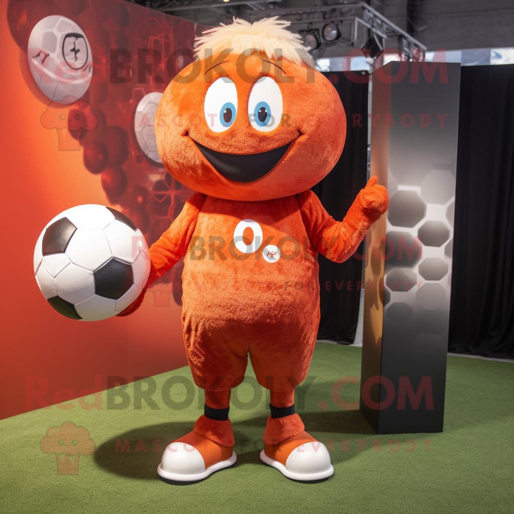 Rust Soccer Ball REDBROKOLY mascot costume character dressed with a ...