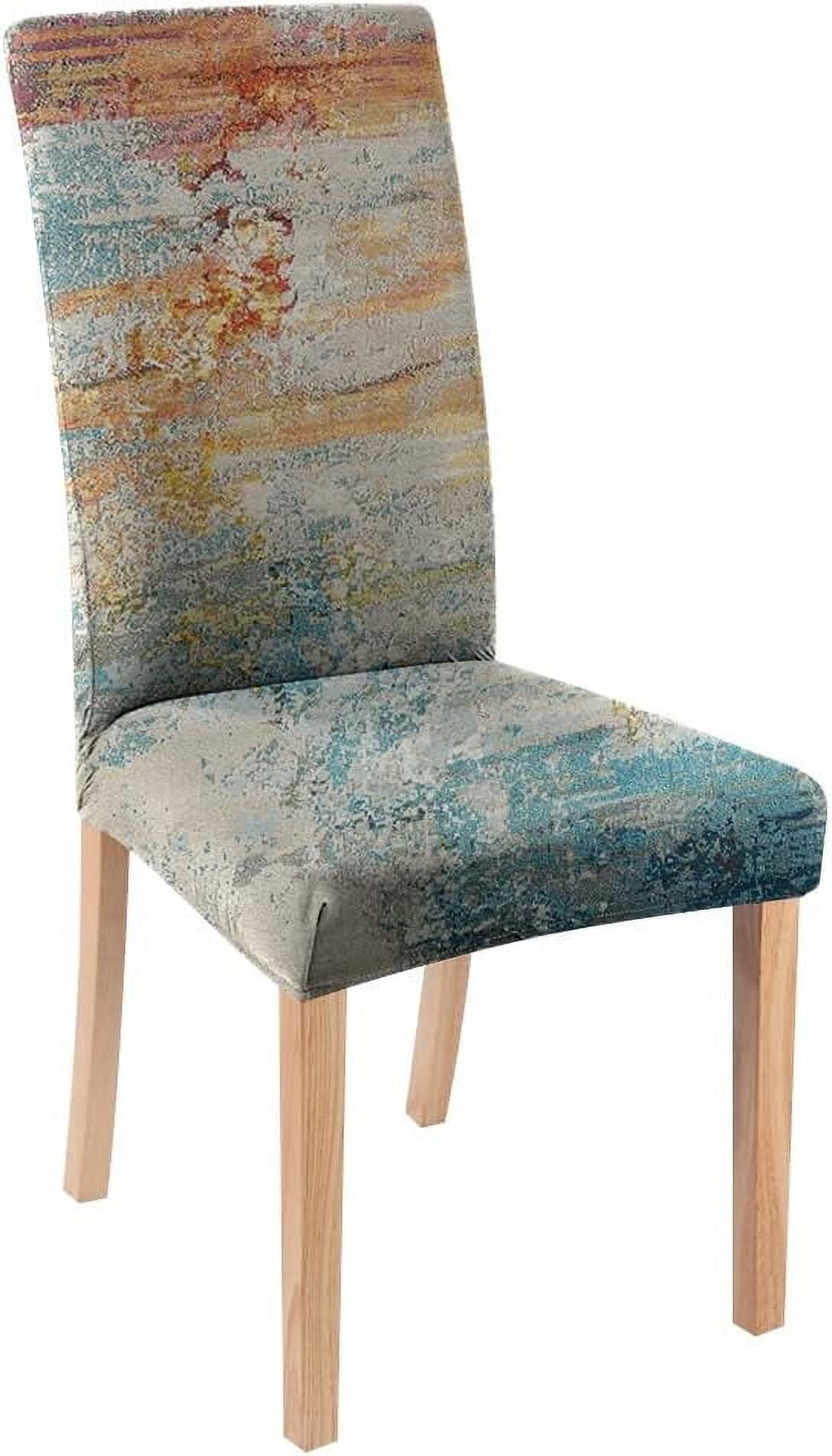 Rust Teal Chair Cover Boho Art Dining Chair Cover Stretch Dining Chair ...