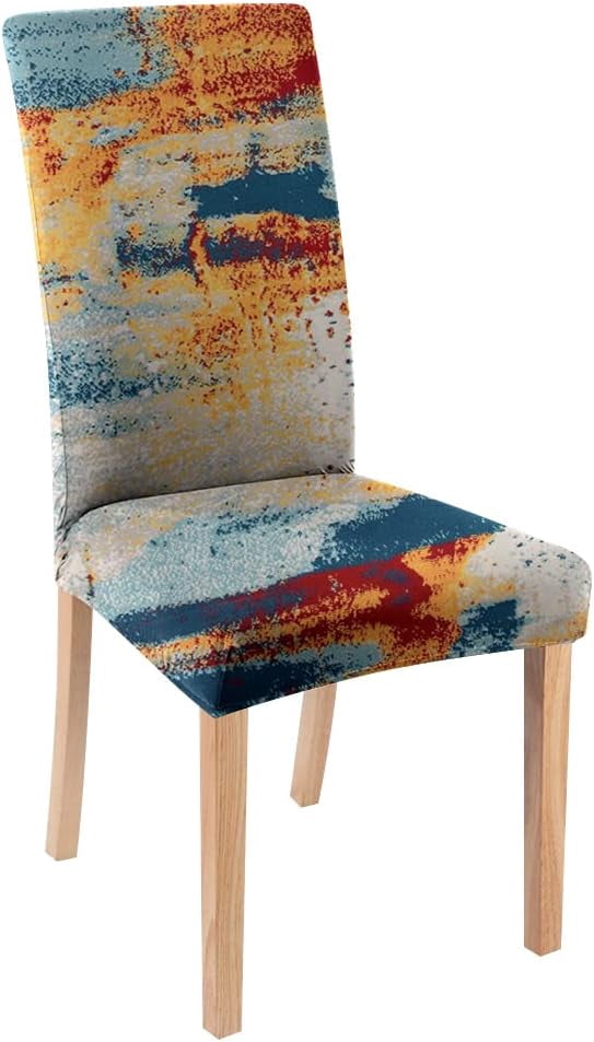 Rust Teal Chair Covers Boho Dining Chair Cover Modern Abstract Stretch ...