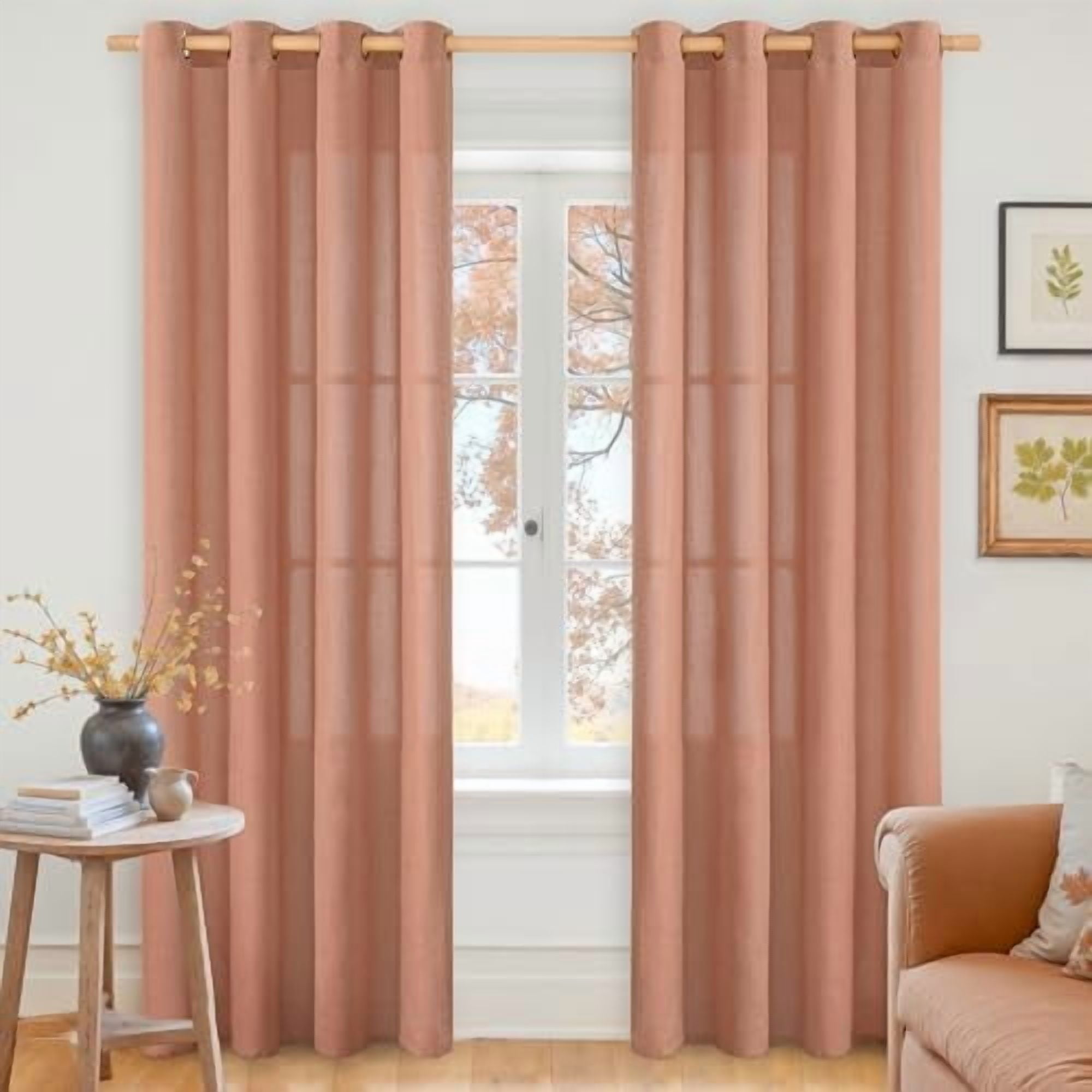 Rust Terracotta Linen Curtains 84 Inches Long, Burnt Orange Light ...