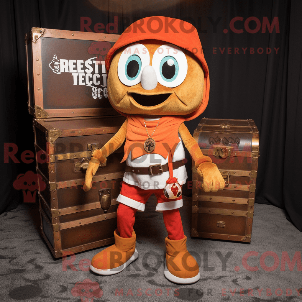 Rust Treasure Chest REDBROKOLY mascot costume character dressed with a ...