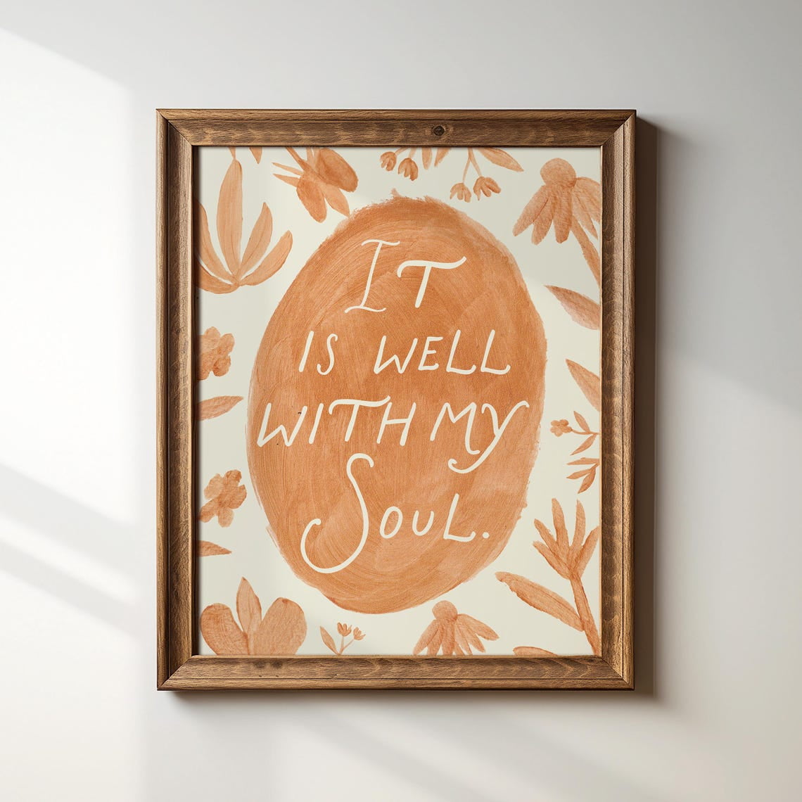Rust Watercolor Floral Abstract It Is Well With My Soul Print, Art ...