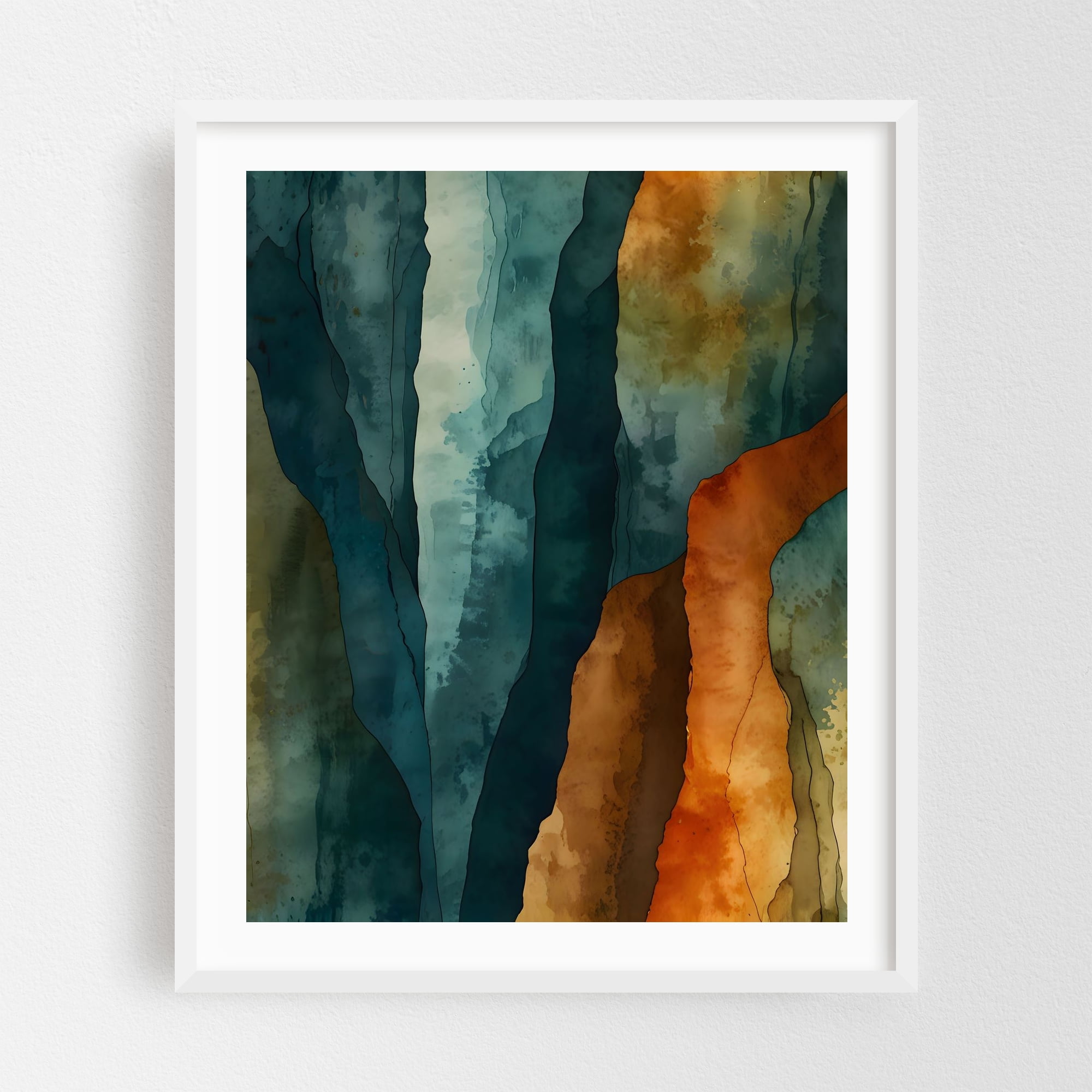 Rust and Teal - India Painting Abstract Modern Art Geometric Minimalist ...