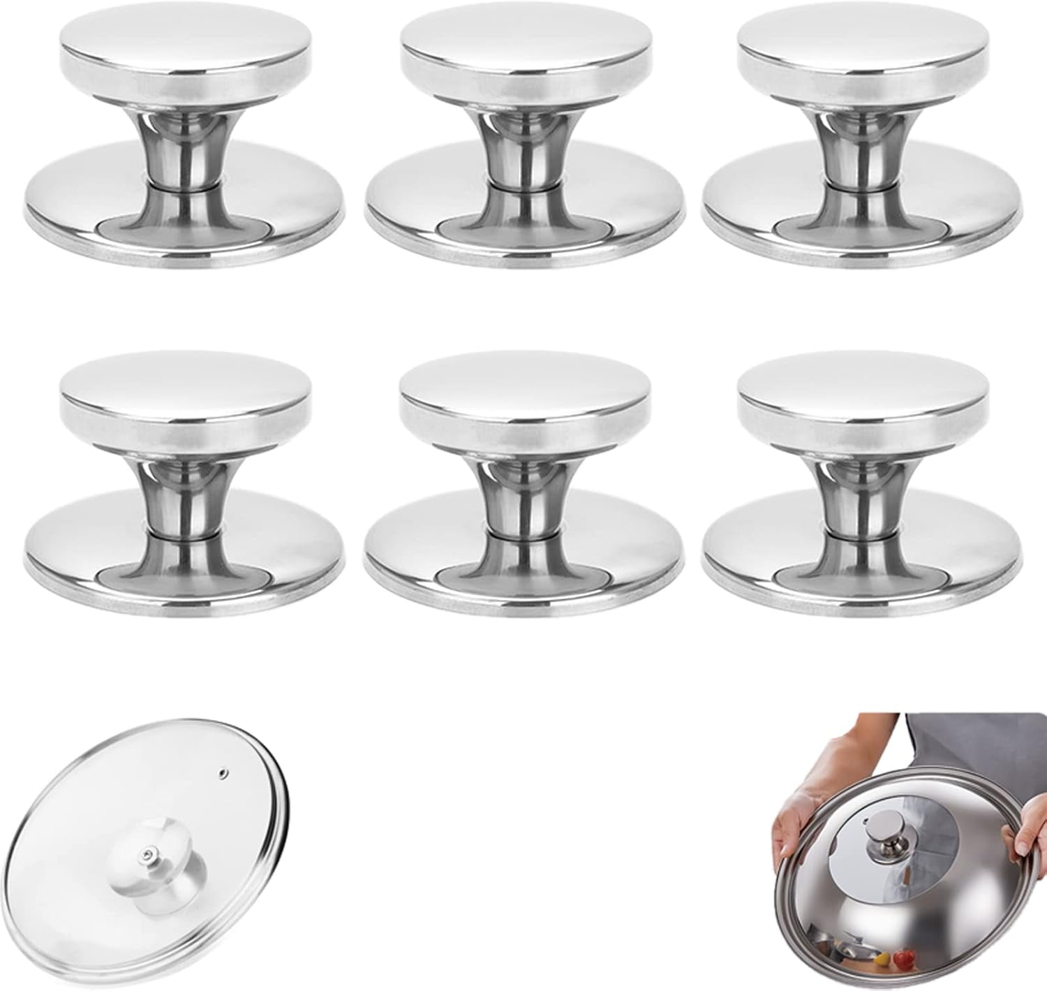 Rust-free Universal Replacement Knobs, Non-stick Stainless Steel Chrome, Heat-resistant for ...