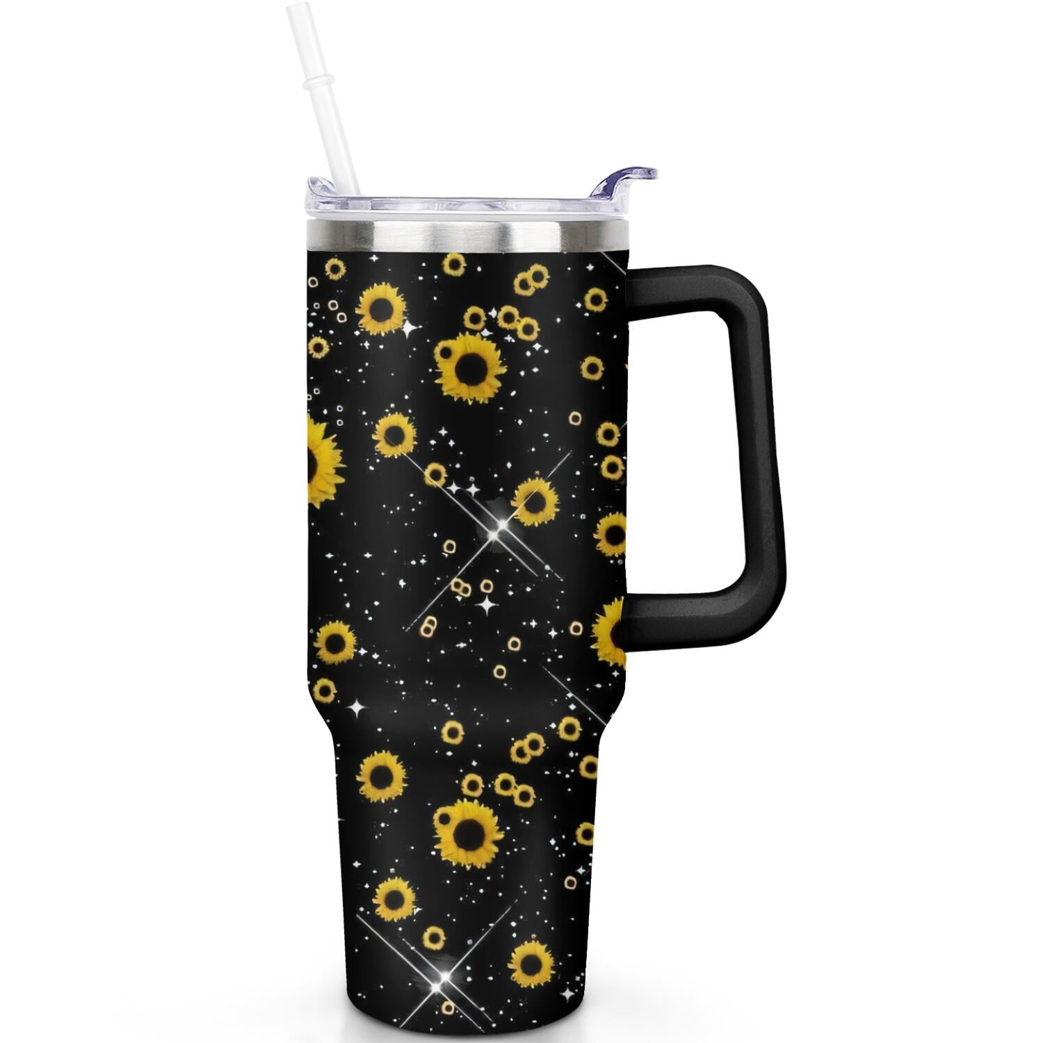 RustResistant 40oz Sunflower Tumbler with Handle Flip Straw Lid Double ...