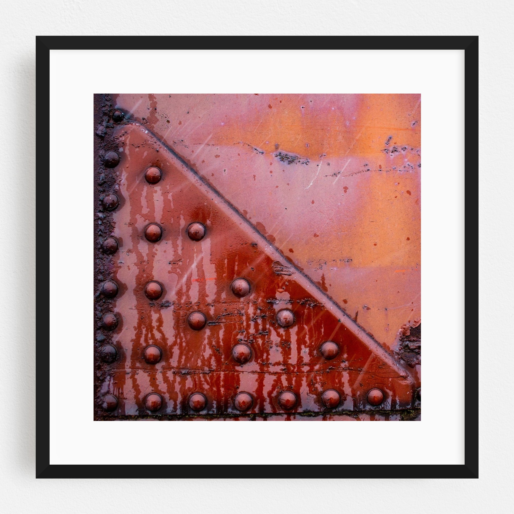 Rusted Geometry: Industrial Panel with Rivets - Photography Abstract ...