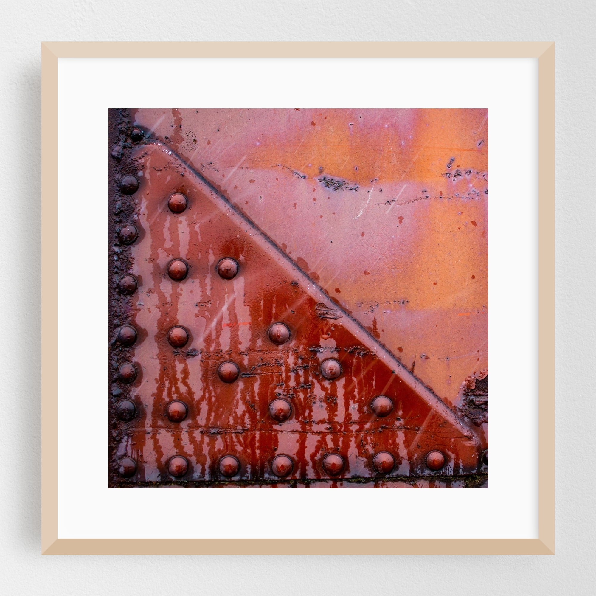 Rusted Geometry: Industrial Panel with Rivets - Photography Abstract Industrial Rustic Geometric ...