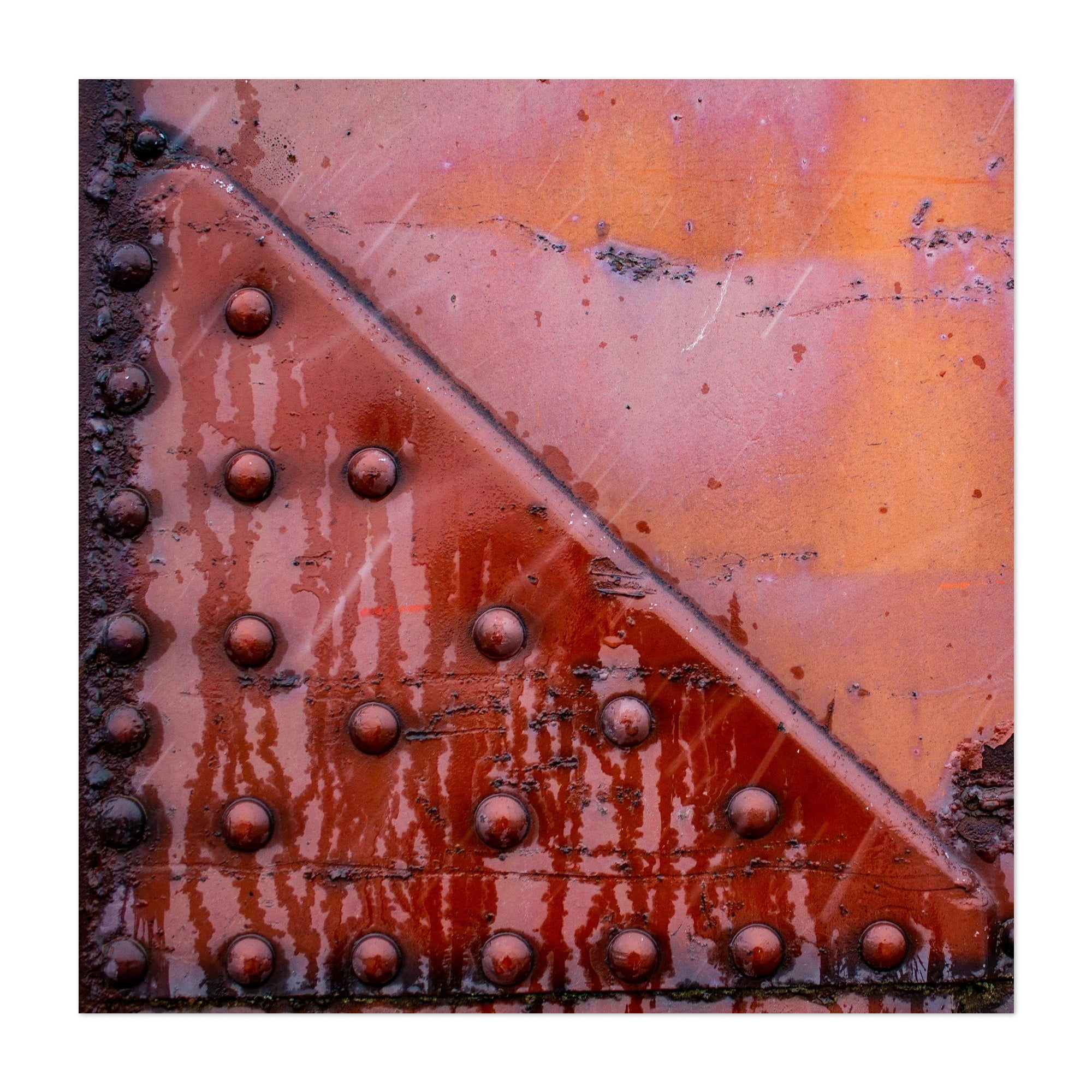 Rusted Geometry: Industrial Panel with Rivets - Photography Abstract ...