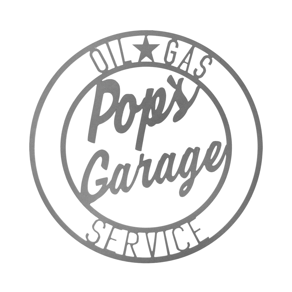 Rusted Orange Black Metal Pop's Garage Vintage Circle Sign - Walmart.com