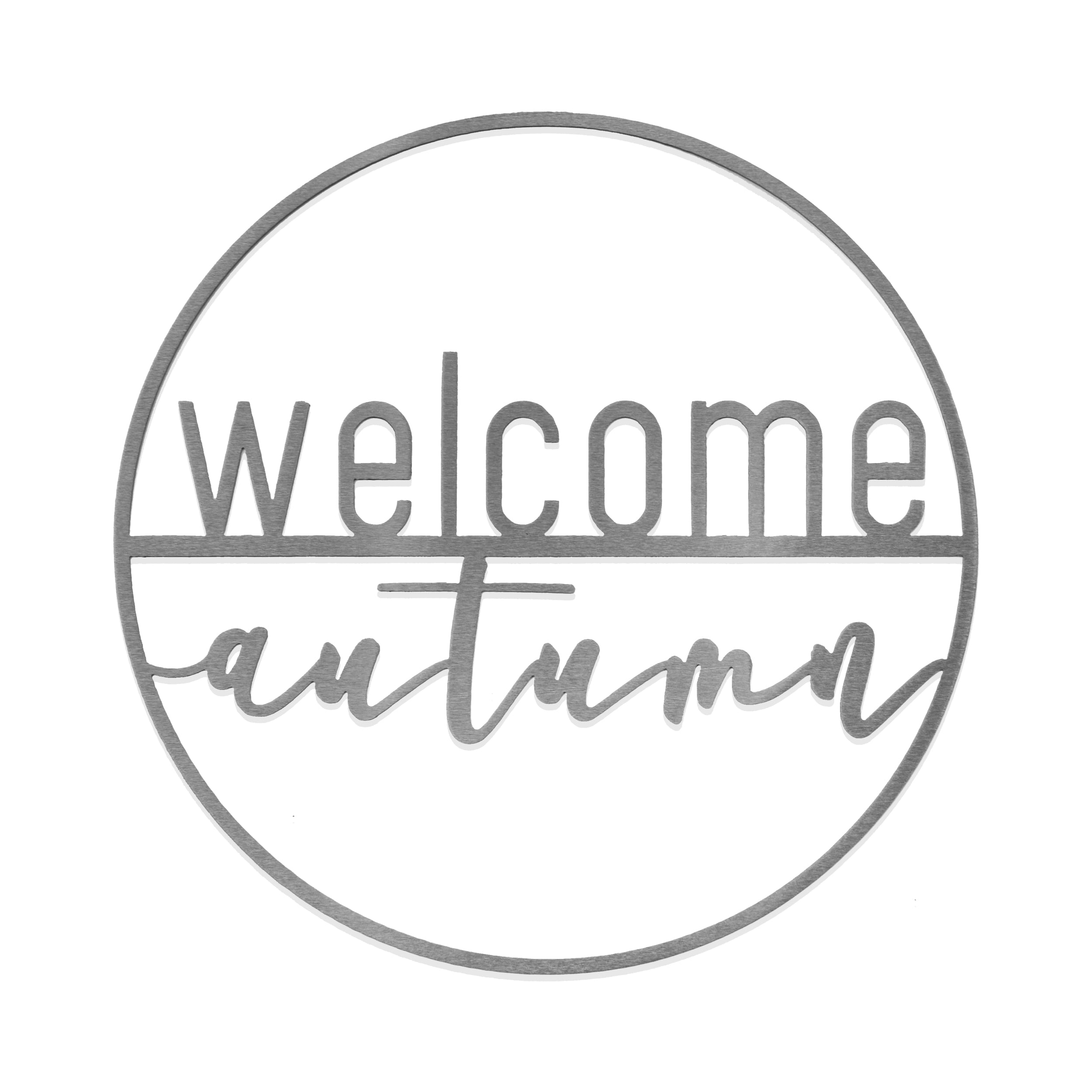 Rusted Orange Silver Metal 12" Welcome Autumn Season Greeting Sign ...