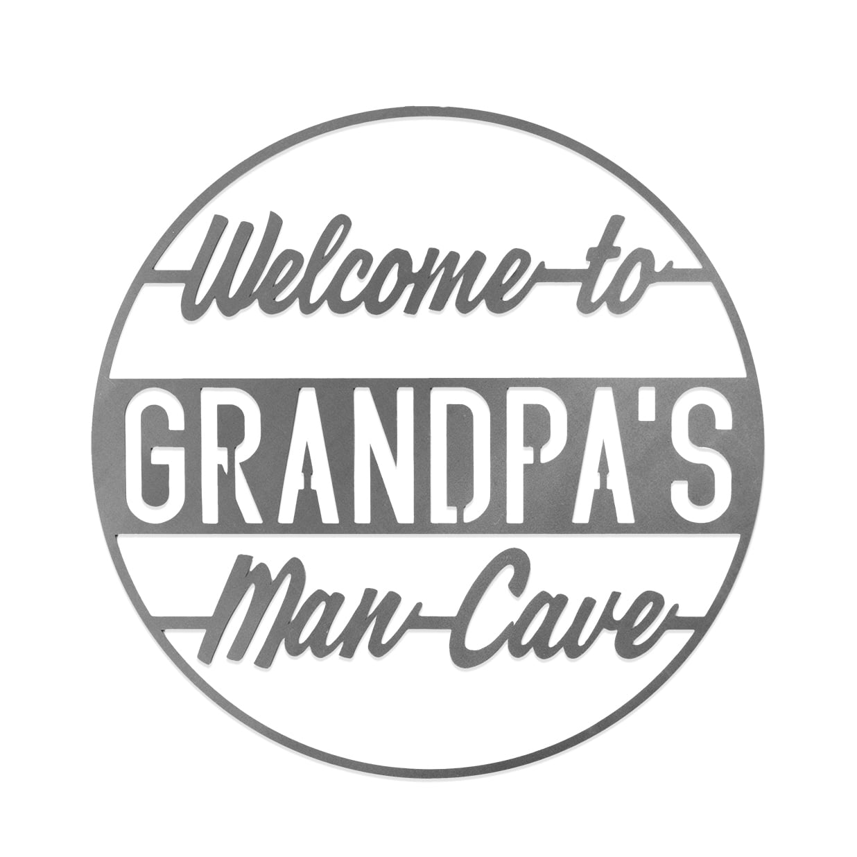 Rusted Orange Silver Metal Grandpa's Man Cave Vintage Circle Sign ...