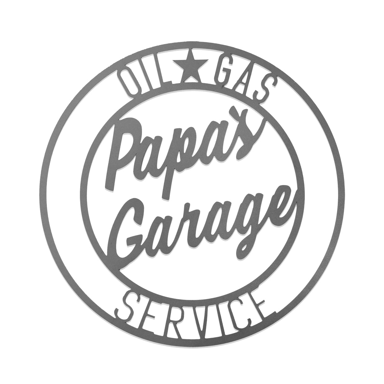 Rusted Orange Silver Metal Papa's Garage Vintage Circle Sign - Walmart.com