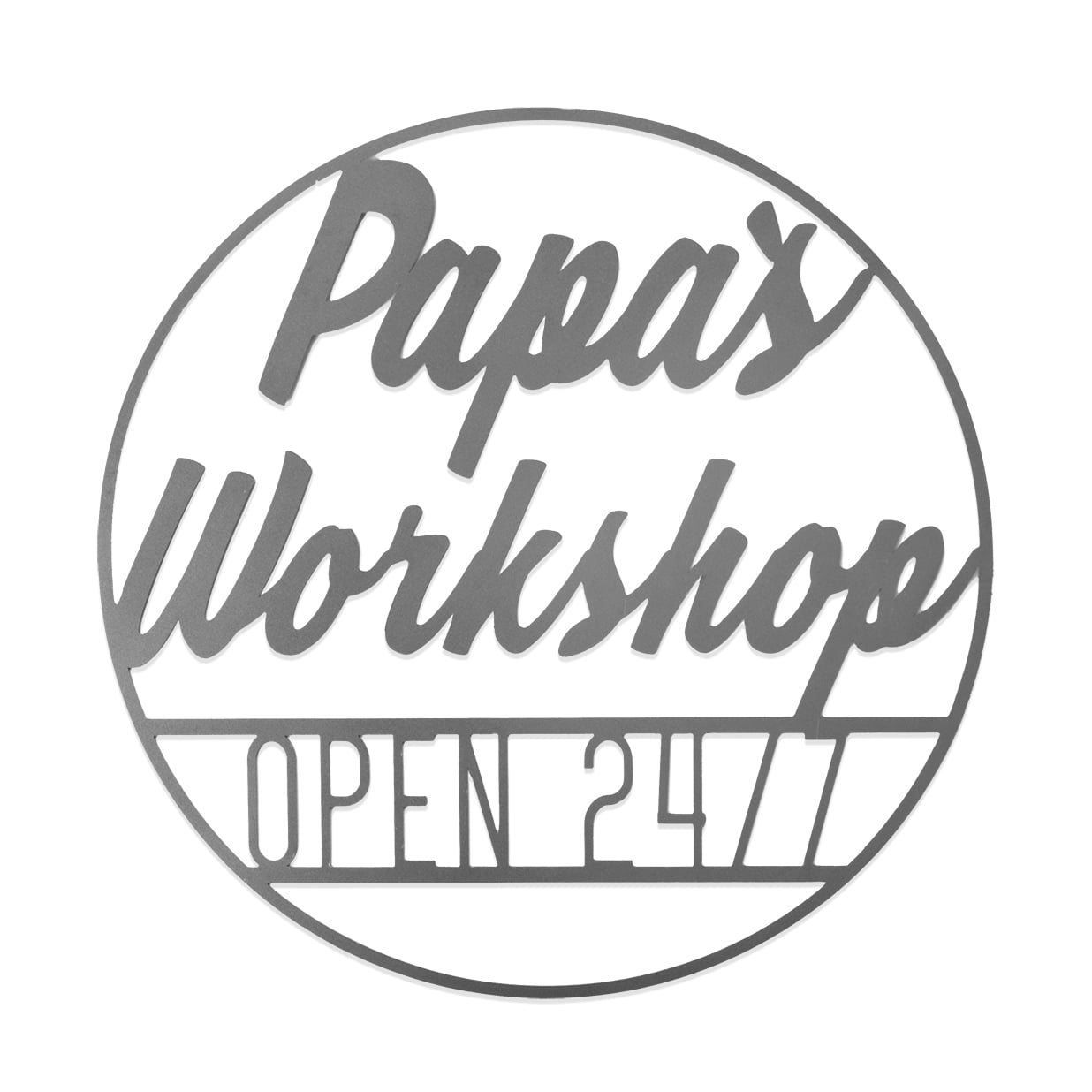 Rusted Orange Silver Metal Papa's Workshop Vintage Circle Sign ...