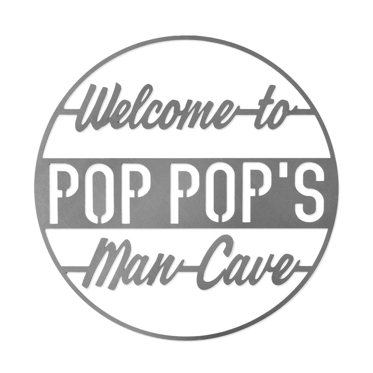 Rusted Orange Silver Metal Pop Pop's Man Cave Vintage Circle Sign ...