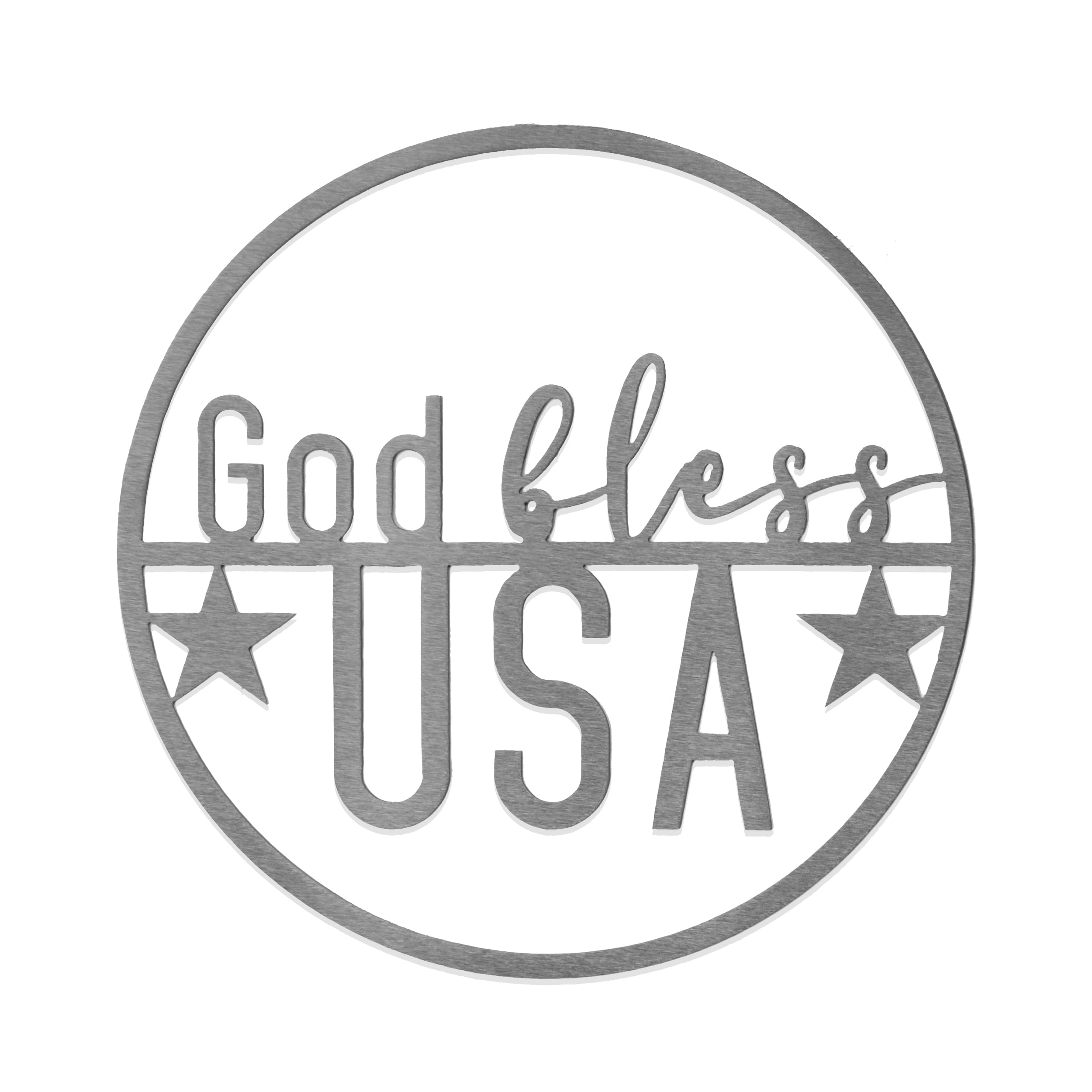 Rusted Orange White Metal 15" Minimalist God Bless USA Summer Greeting ...