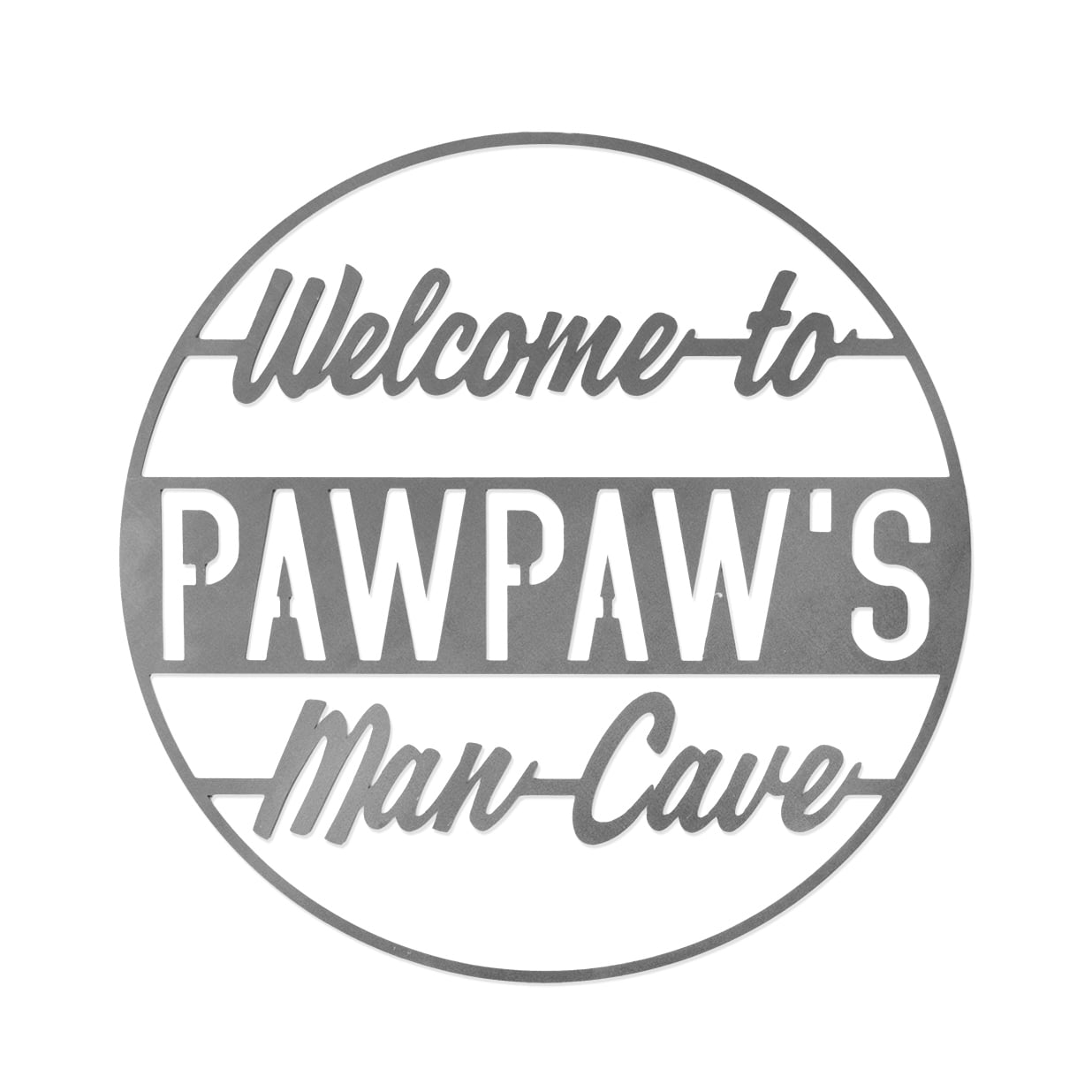 Rusted Orange White Metal Paw Paw's Man Cave Vintage Circle Sign ...