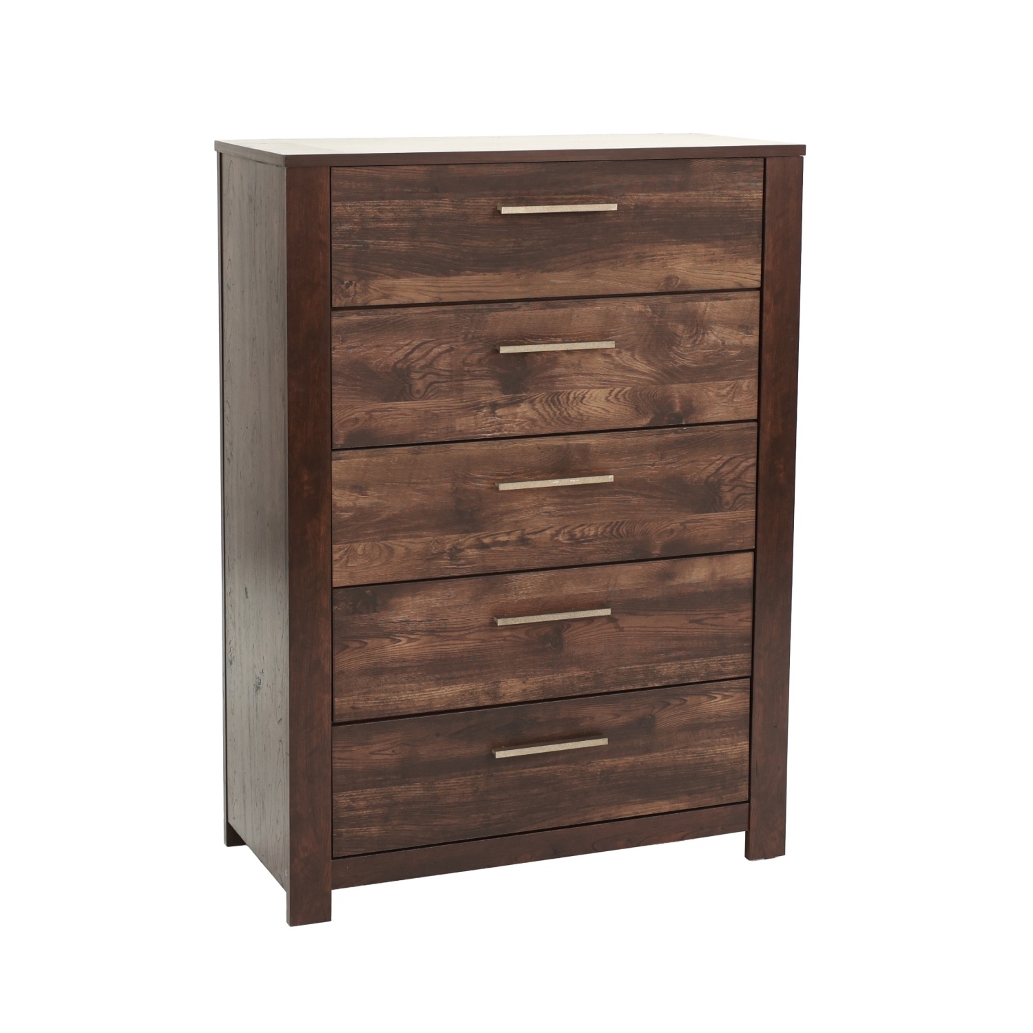 Rustic 1pc Chest Of Drawers Wooden Mahogany Finish 5-Drawers Table ...