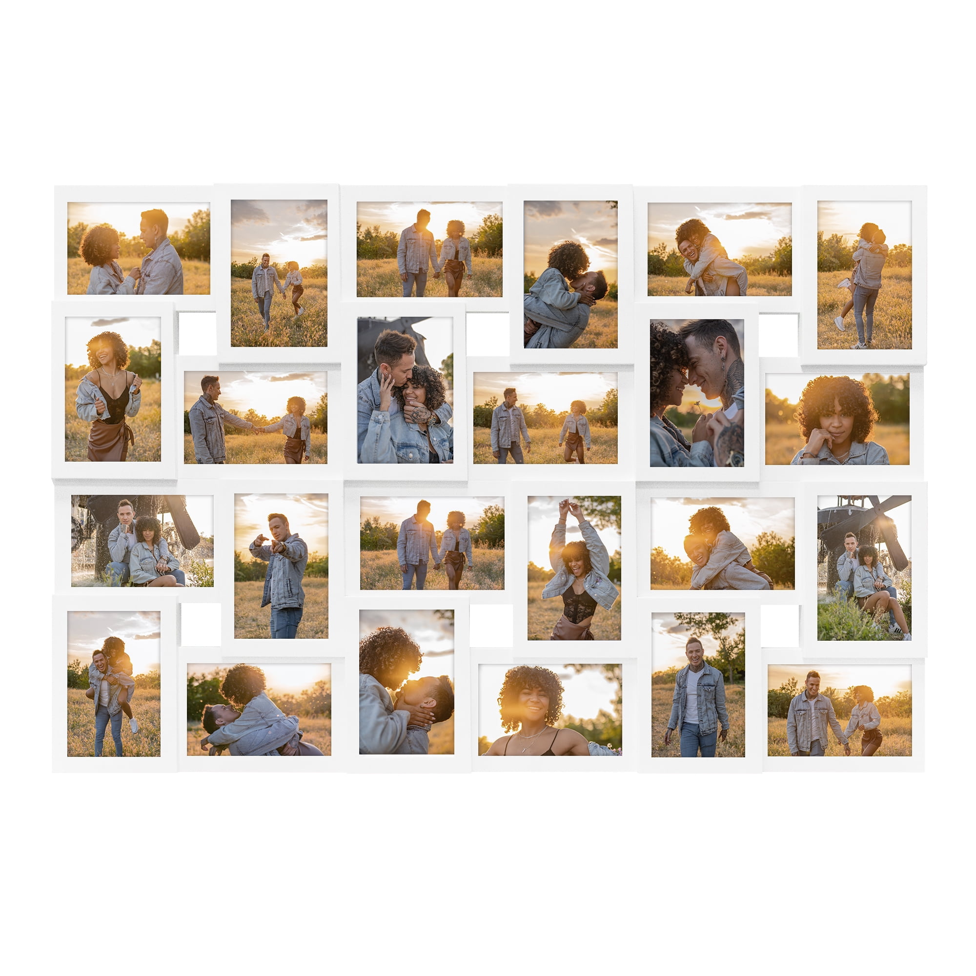 Rustic 24-Socket Collage Photo Frame for Wall, 4x6 Pictures, Large ...