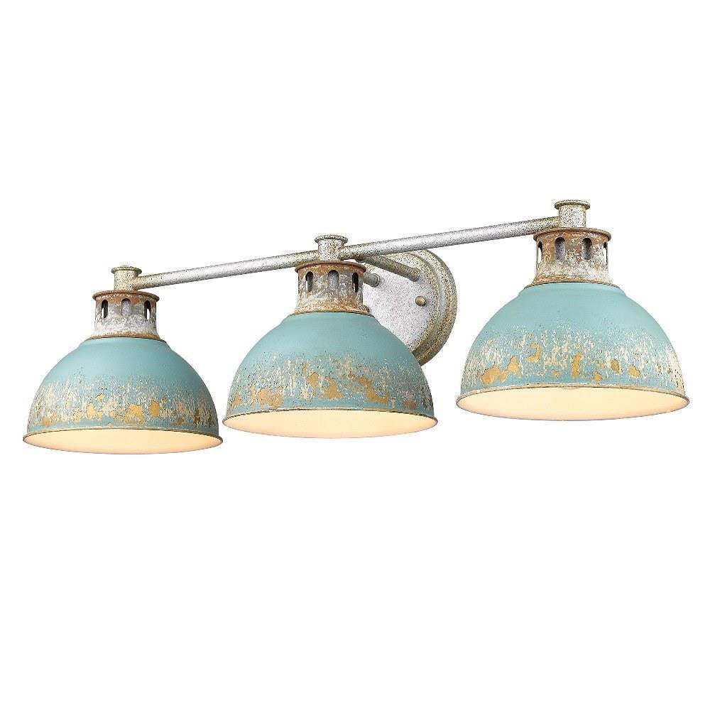 Rustic 3-Light Vanity Light in Antique Black Iron with Aged Galvanized ...