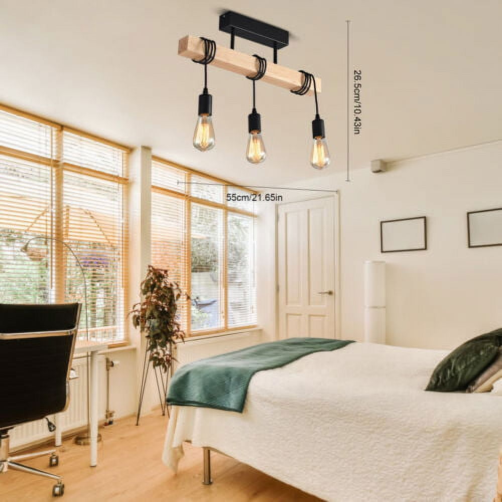 Rustic 3-Lights Chandelier Farmhouse Wood Island Ceiling Pendant Lamp Fixture - Walmart.com