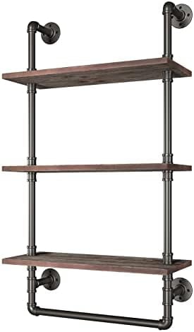 Rustic 3-Tier (24x10x39 inches) Industirial Pipe Wall-Mounted Shelf ...