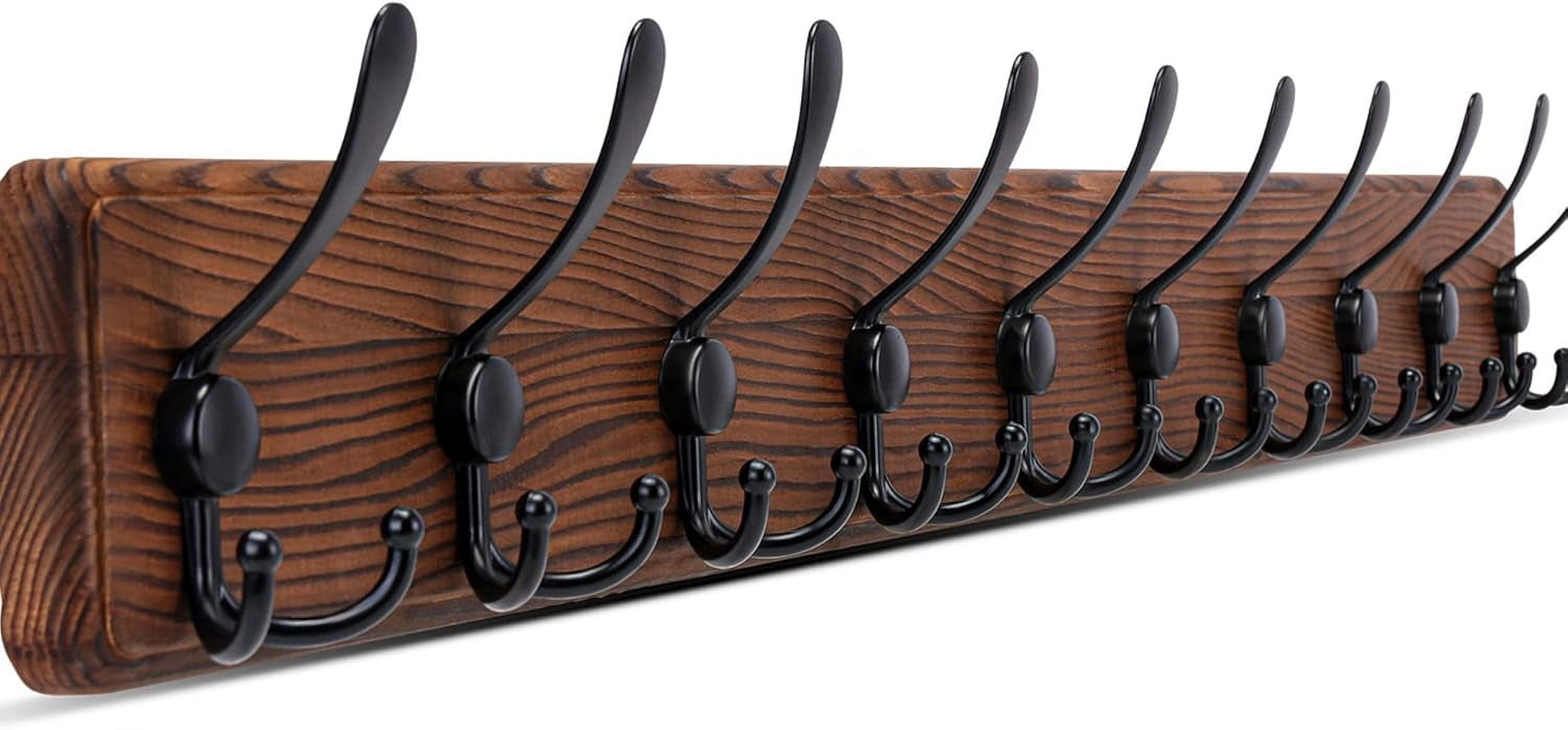 Rustic 38.6" Large Coat Rack Wall Mount, Long Wood Coat Hooks with 10 ...