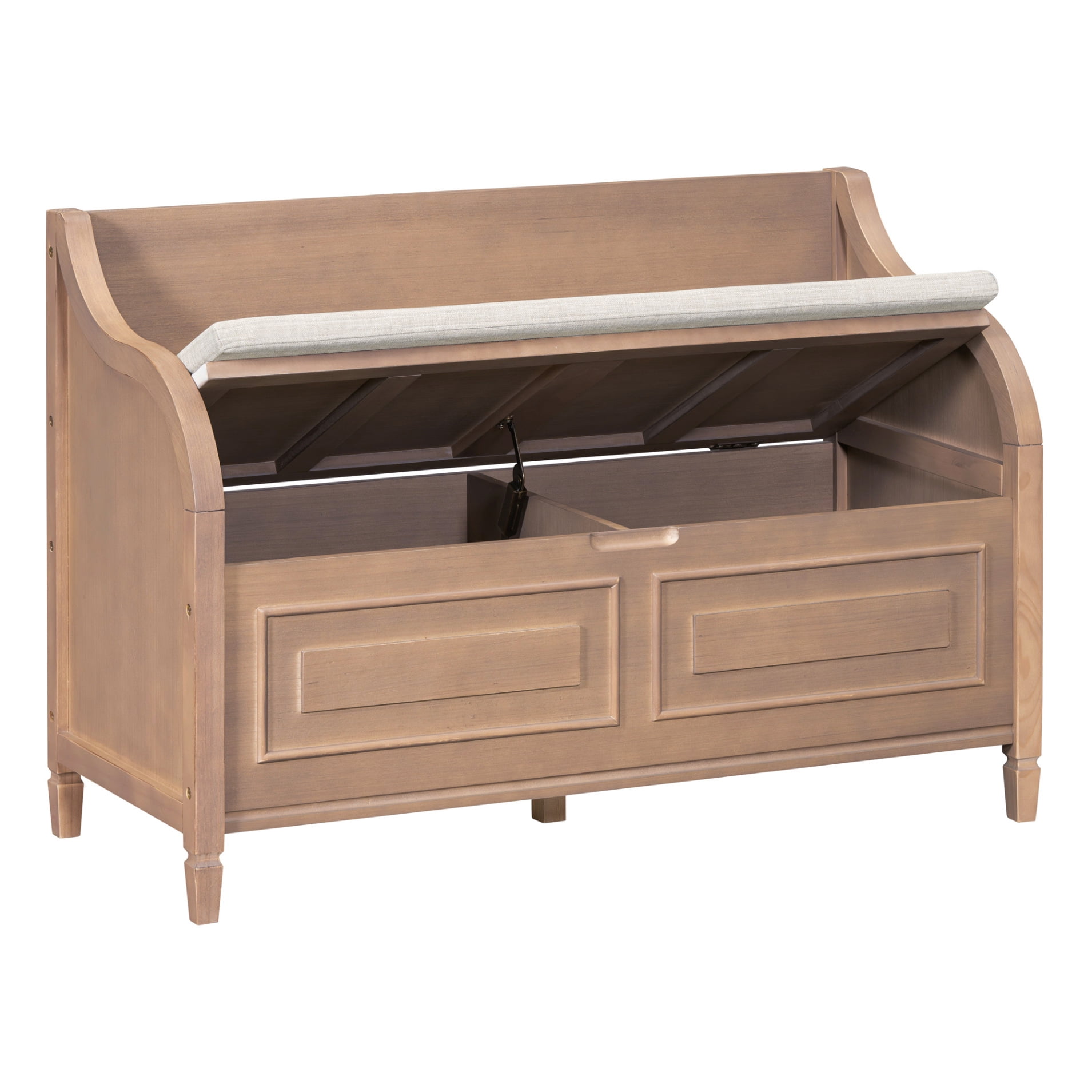 Rustic 42" Storage Bench, Multifunctional Entryway Bench with Safety ...