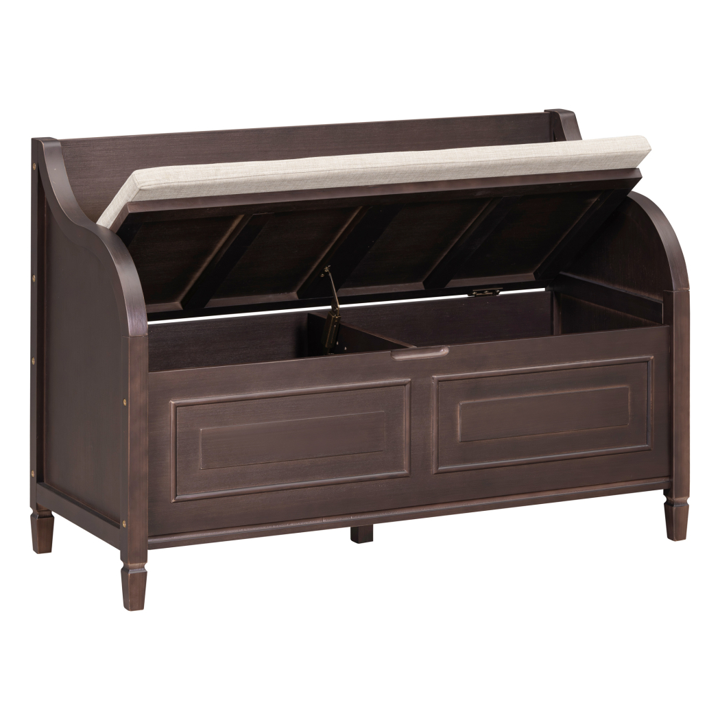 Rustic 42" Storage Bench, Multifunctional Entryway Bench with Safety ...